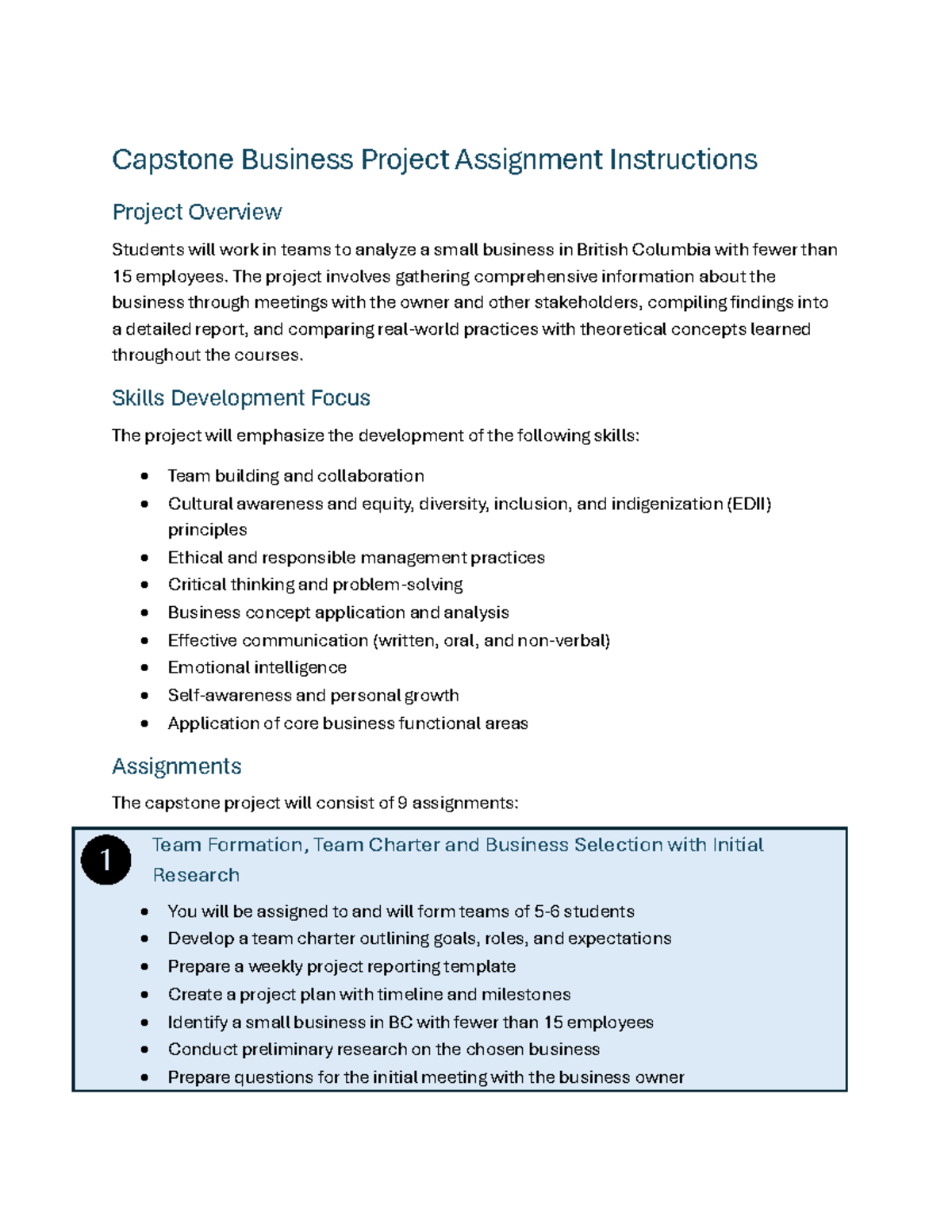 Capstone Project (BUS 101): Small Business Analysis Guide - Studocu