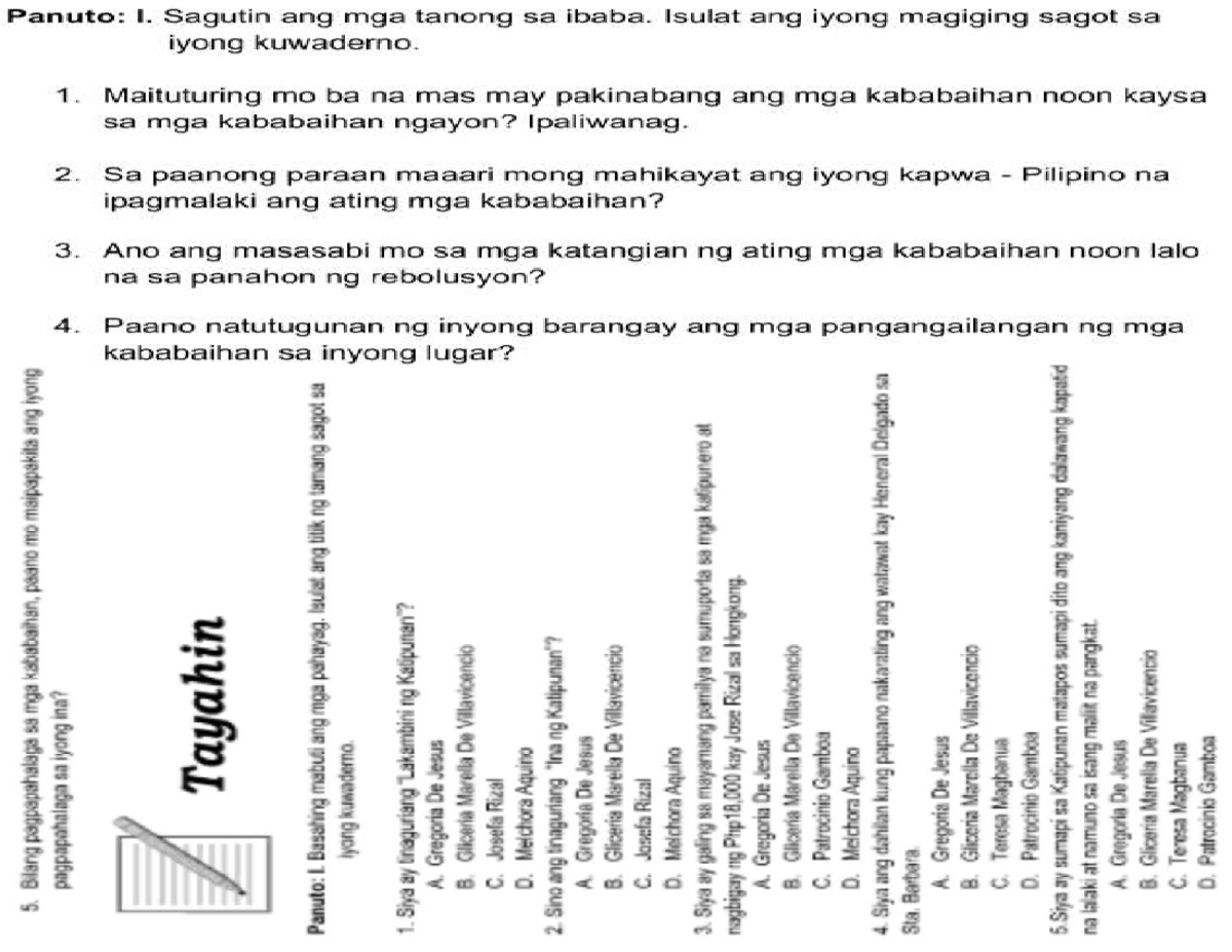 AP Print - HJGFTRDSTRXFG - Panuto: I. Sagutin ang mga tanong sa ibaba ...