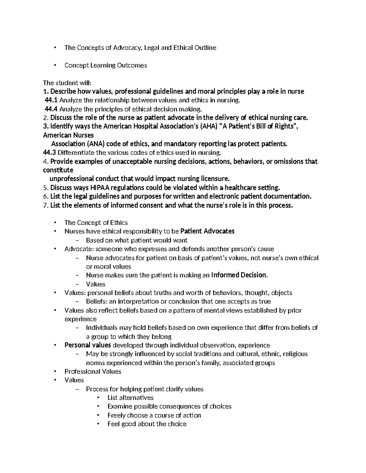 Ethical and Legal Considerations in Nursing Practice (NURS 201) - The ...