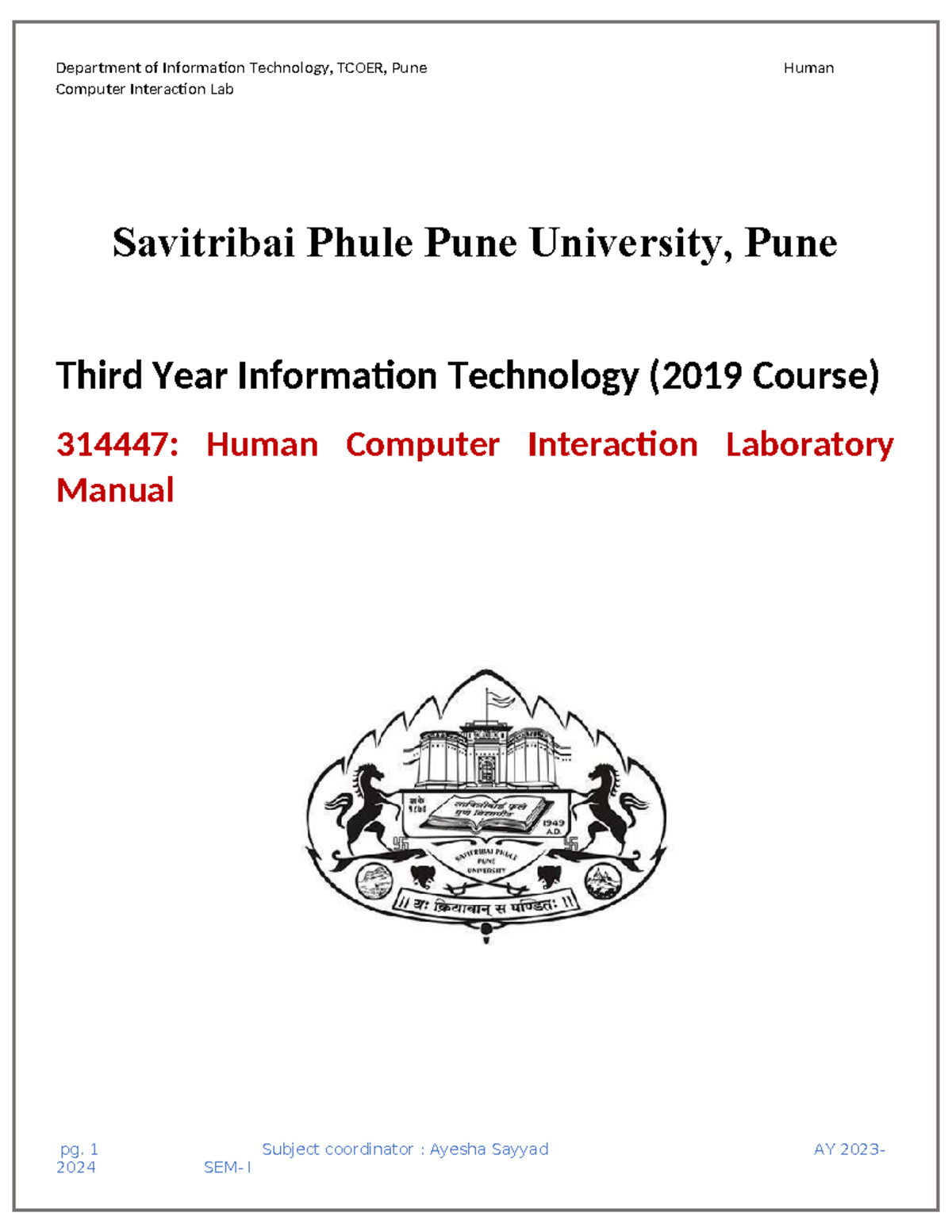 Lab Manual: HCIL 314447 - Human-Computer Interaction Laboratory Guide ...