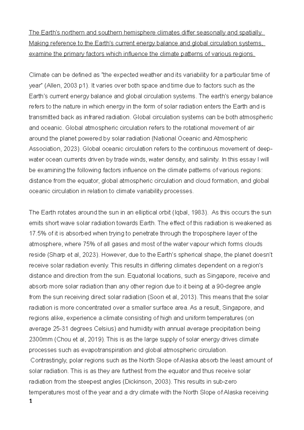 Physical Geography Formative Essay 1: Climate Patterns Analysis - Studocu