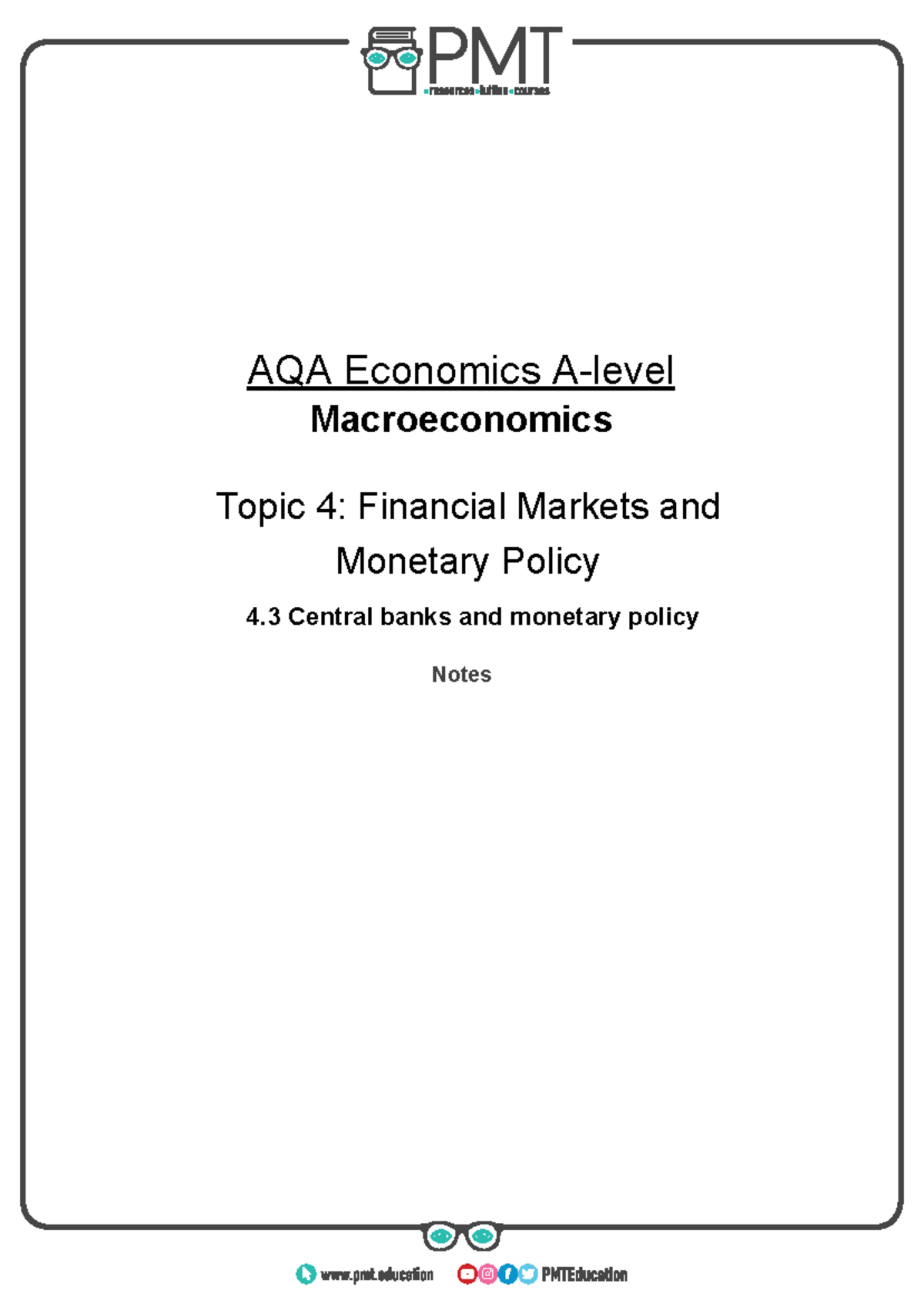 C) Central Banks and Monetary Policy Notes: Understanding Monetary ...