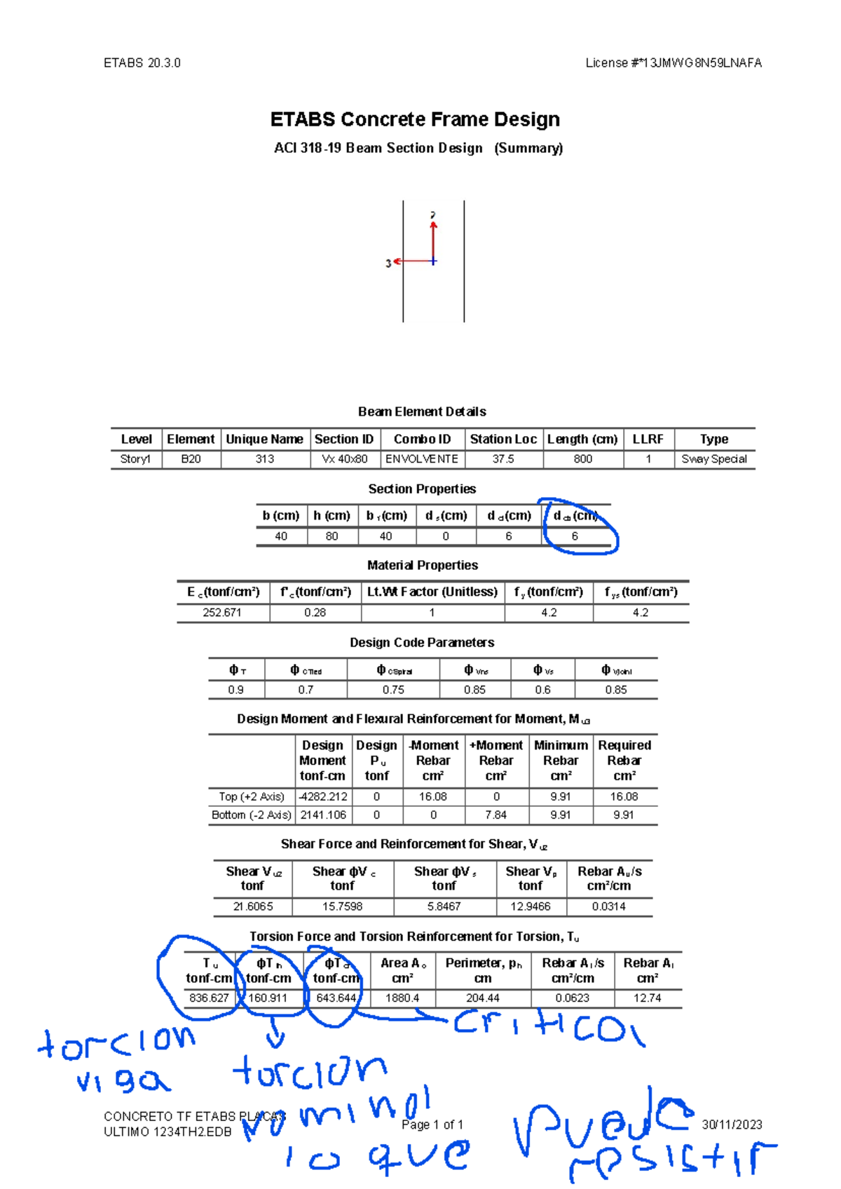 ETABS 20.3.0 Beam Design Details (Summary) - Studocu