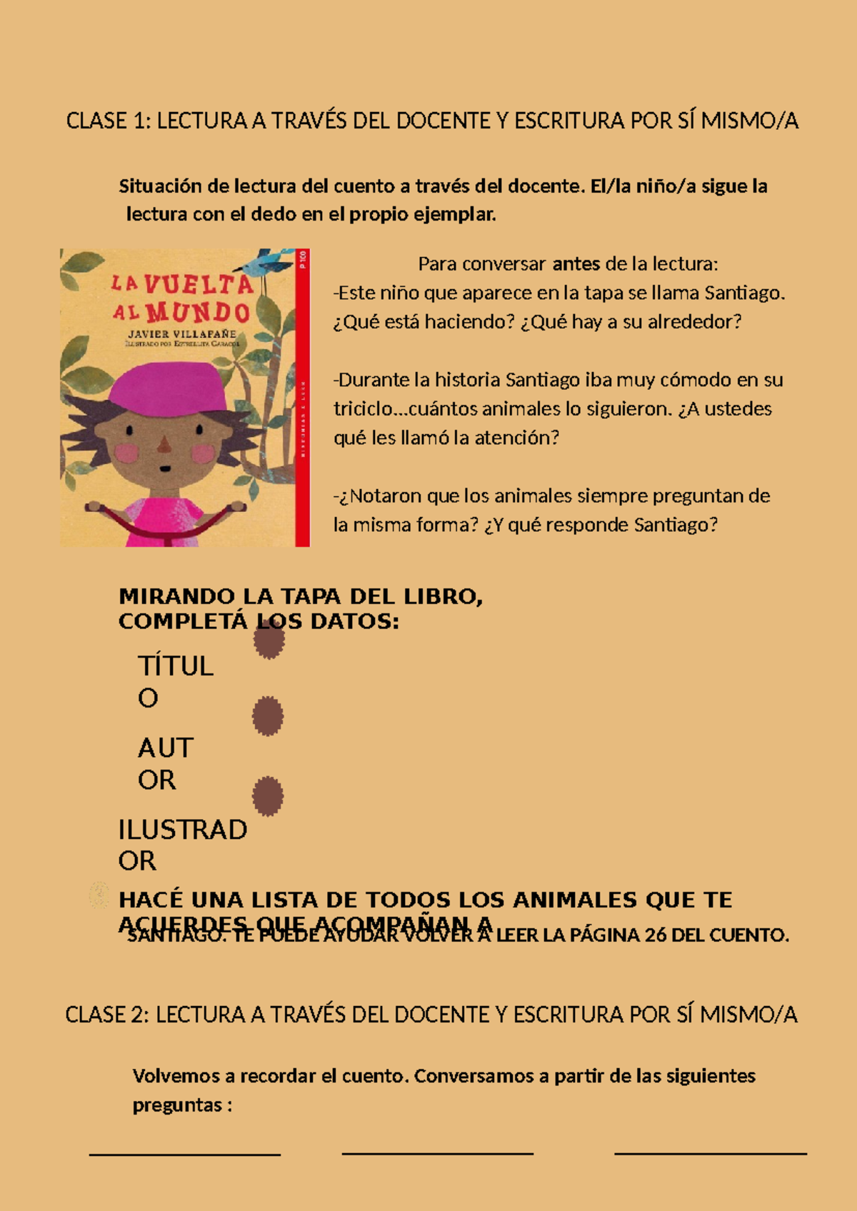 Secuencia Didáctica: CLASES de LECTURA y ESCRITURA sobre "La Vuelta al ...