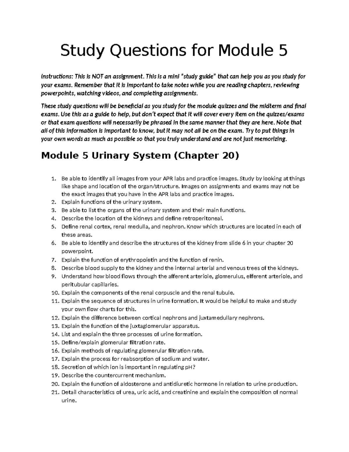 M05 study questions ANATOMY AND PHYSIOLOGY 2 - Study Questions for ...
