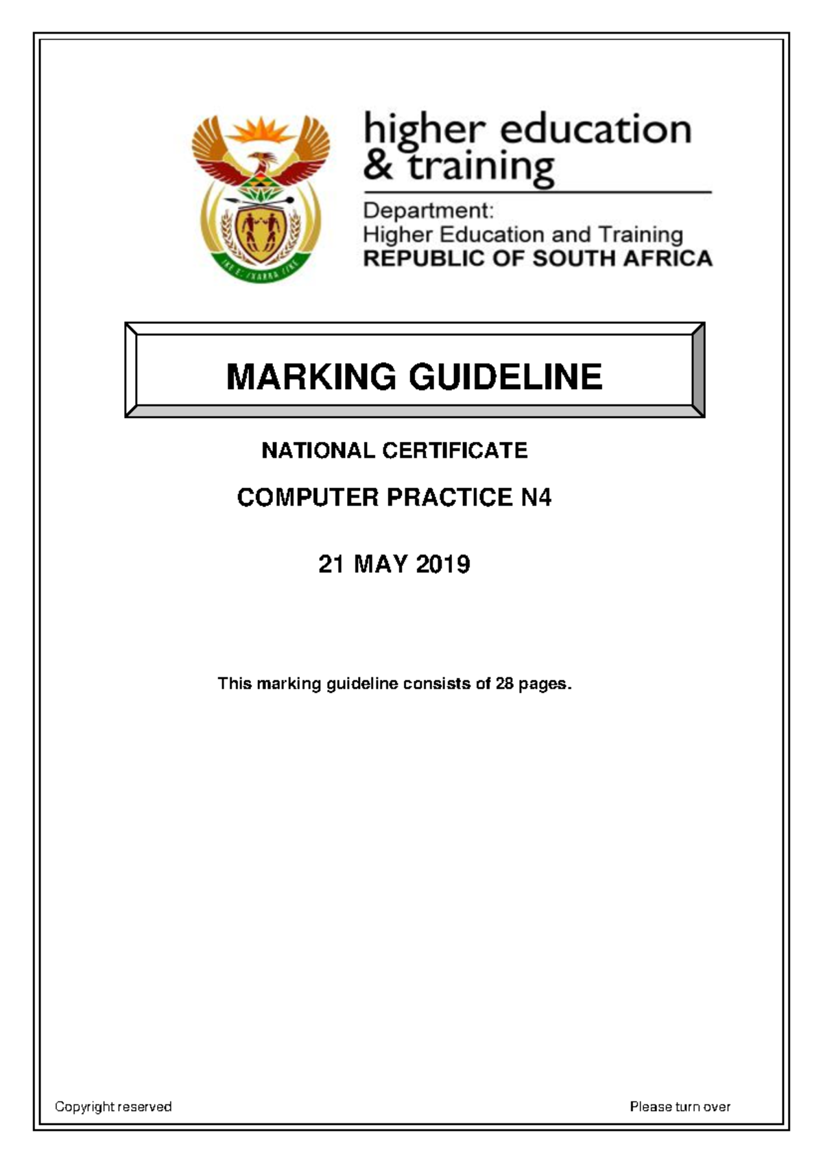 N210 - Computer Practice N4 June 2019 Memo and Marking Guidelines - Studocu