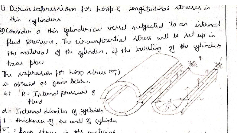 Deriving Hoop and Longitudinal Stresses in Thin Cylinders (ENG 101 ...