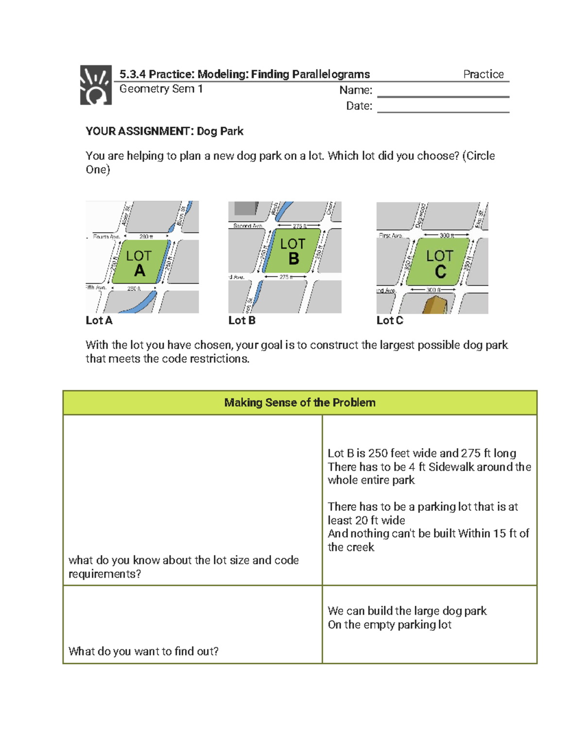 5 3 4 Practice Modeling Finding Parallelograms Practice 5 3