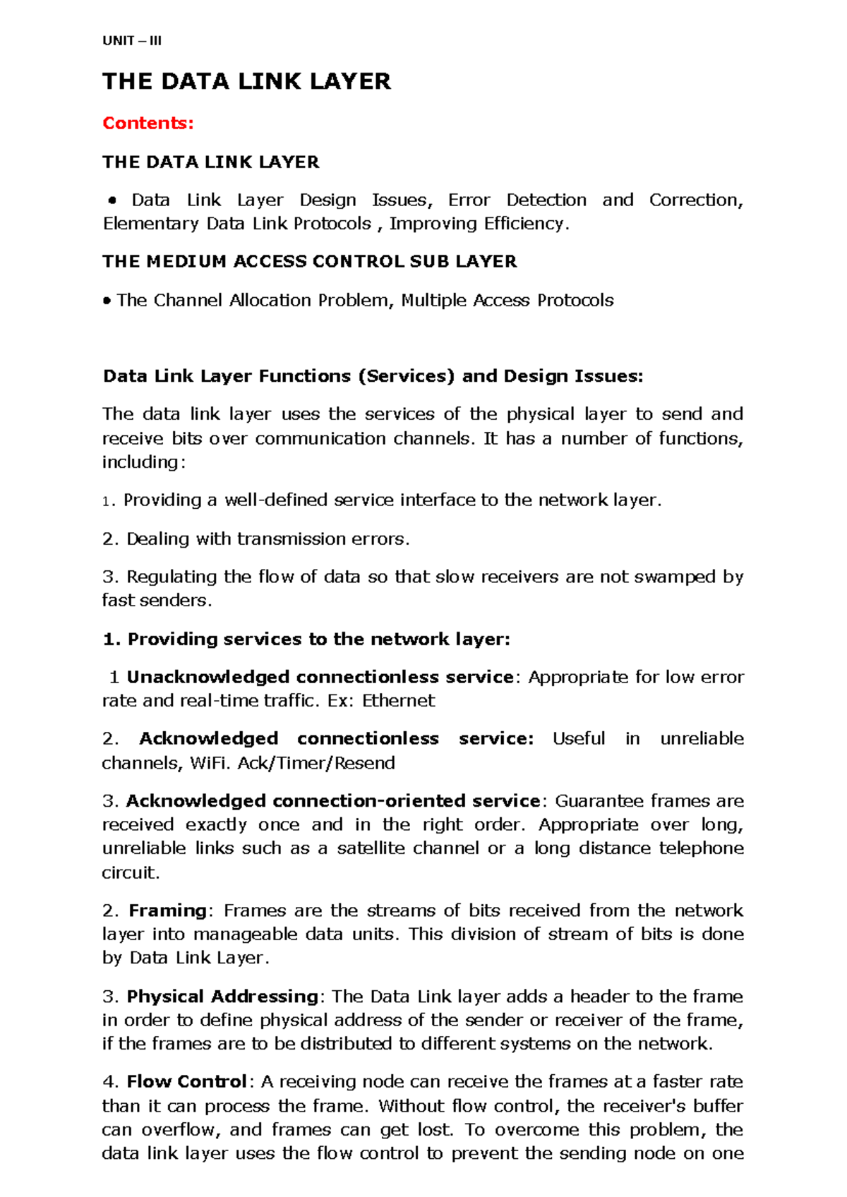 2b - The Data Link Layer: Design Issues and Services Explained - Studocu