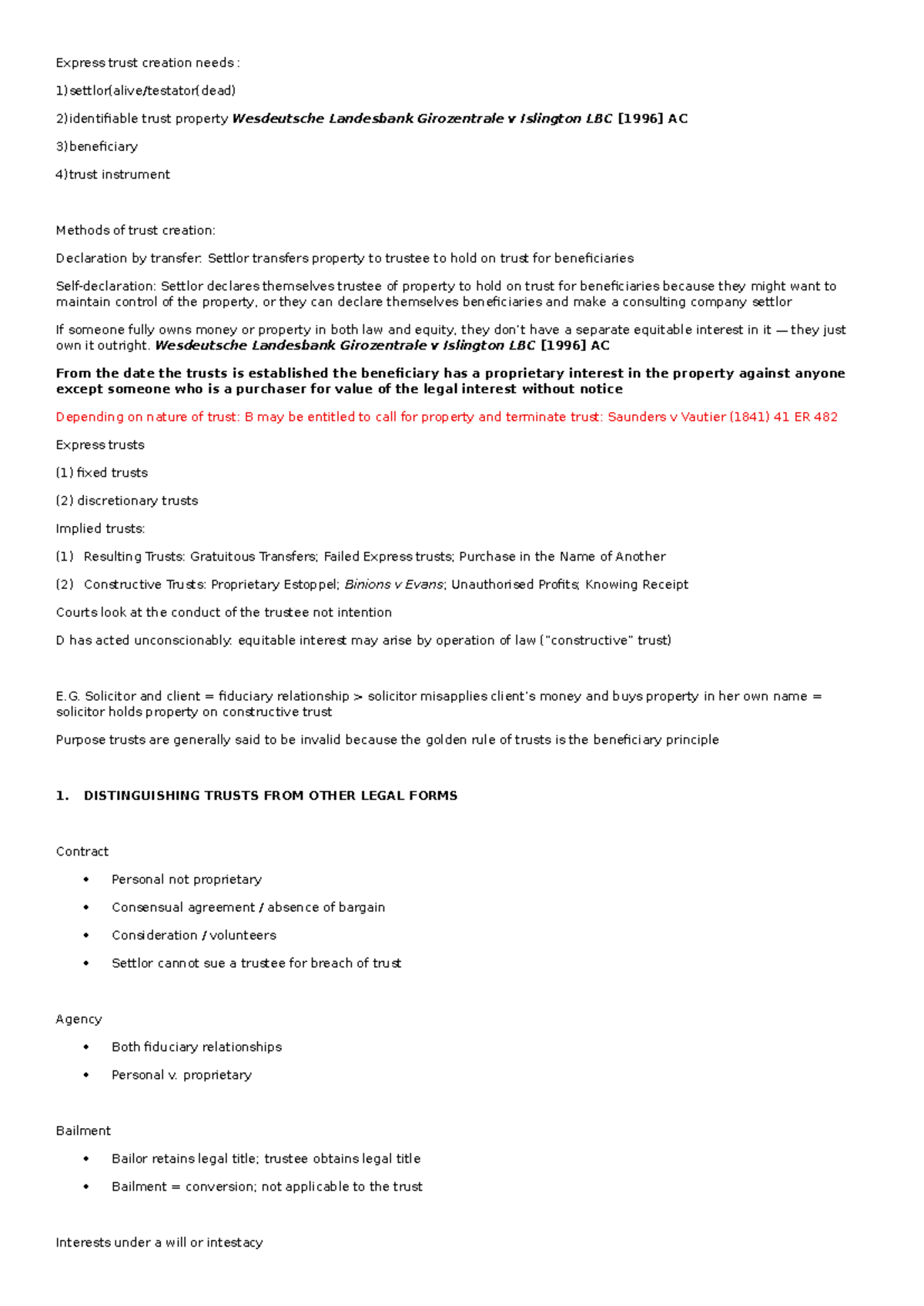 Express Trusts: Creation, Requirements, and Key Cases (LAW 101) - Studocu