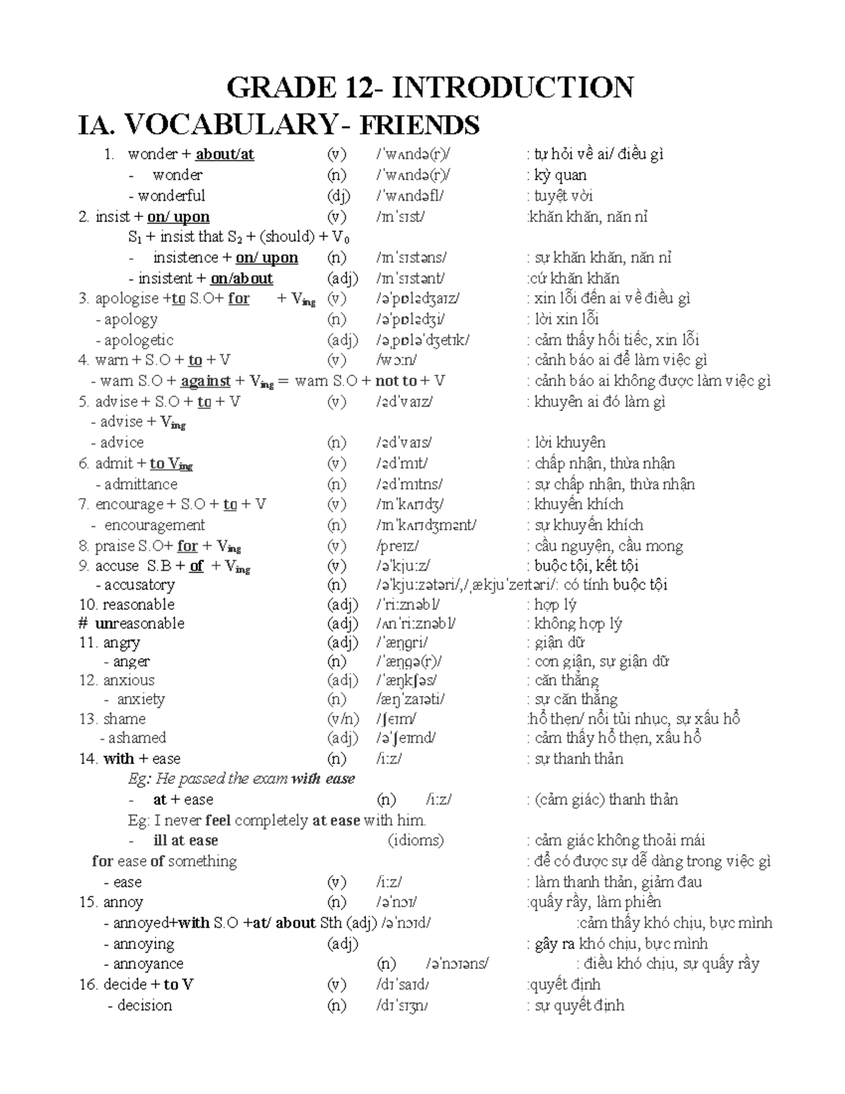 Introduction to English Vocabulary and Tenses - IA - Studocu