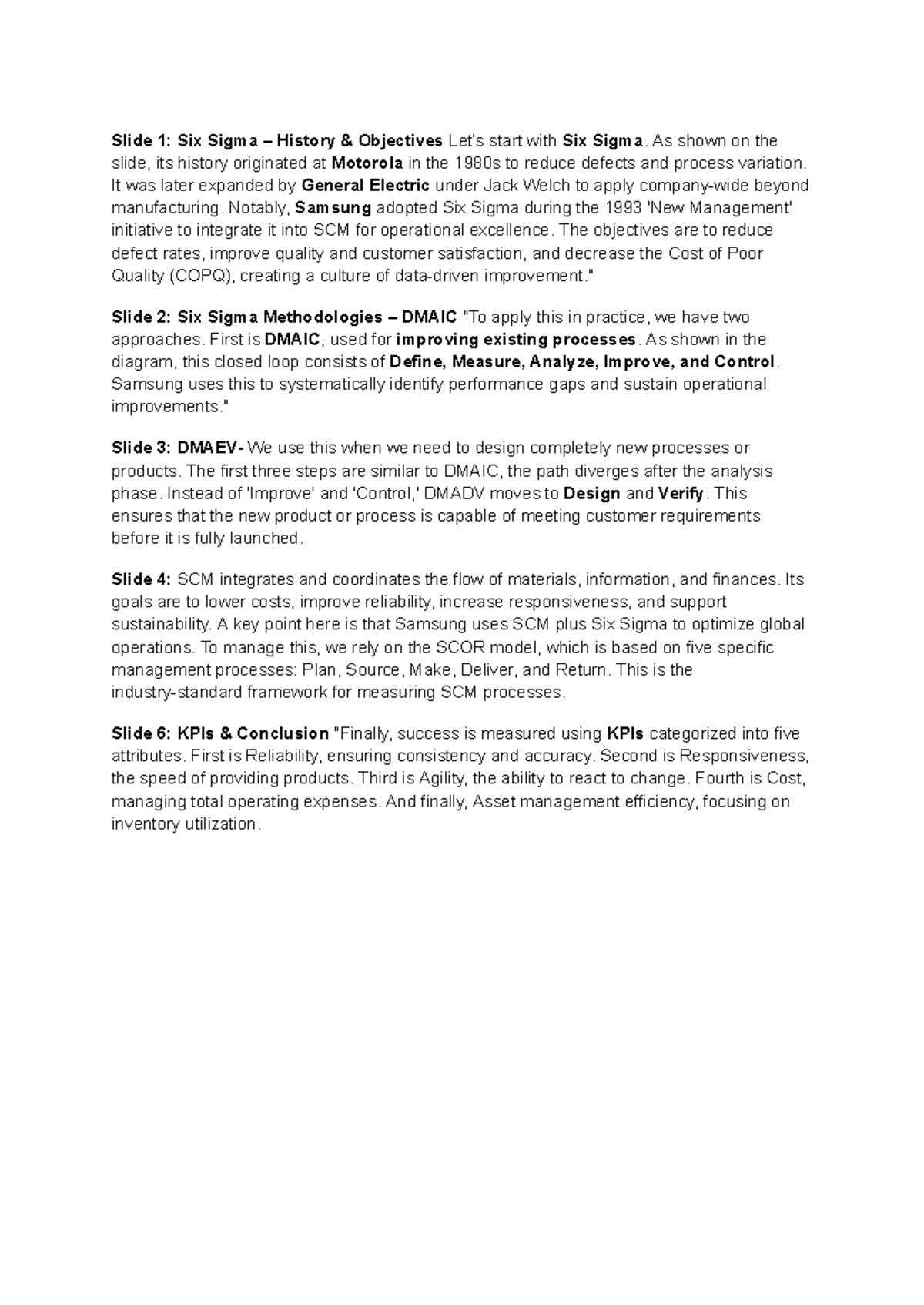 Six Sigma History and Methodologies: SCM Integration Insights - Studocu