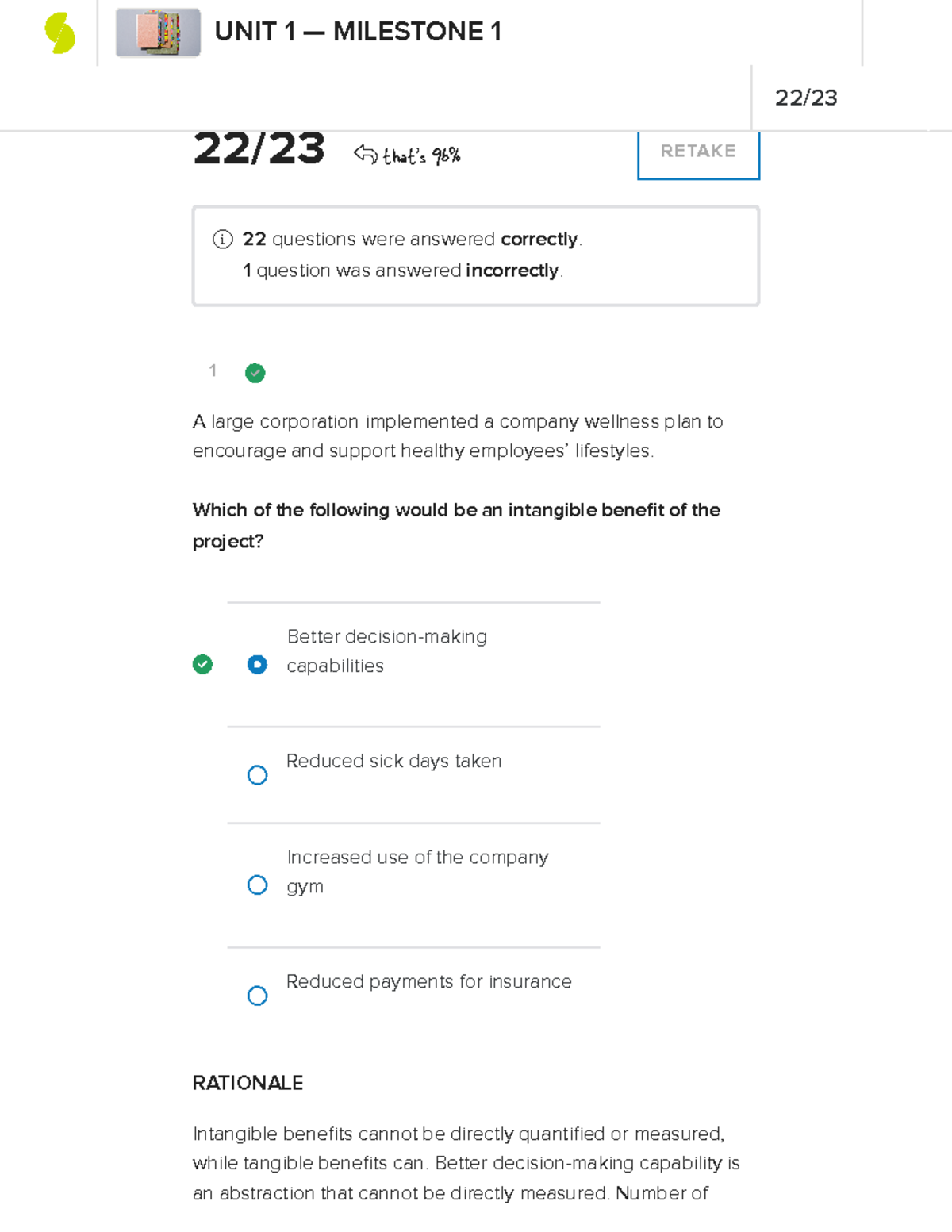 Sophia Project Management PMGT 101 Final Exam Milestone 1 Review - Studocu