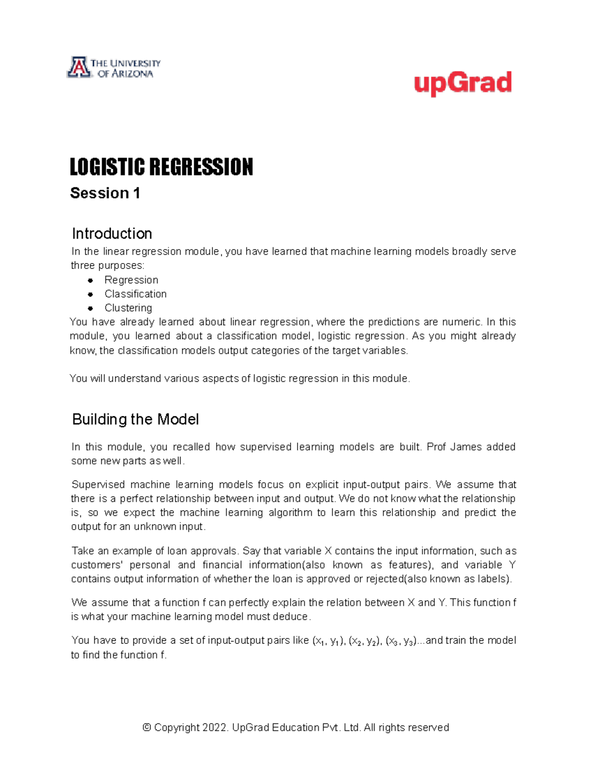 Lecture Notes - Logistic Regression Concepts and Model Building - Studocu