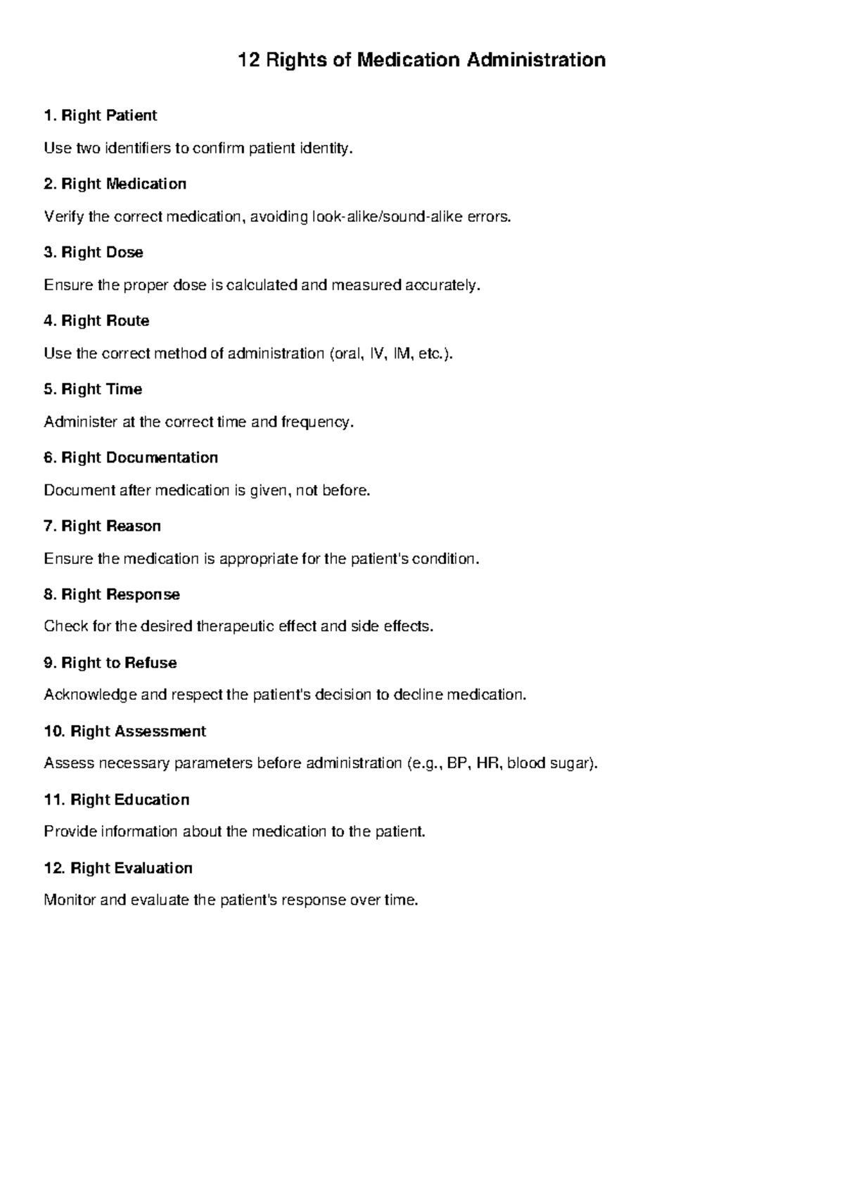 12 Rights of Medication Administration: A Comprehensive Guide - Studocu