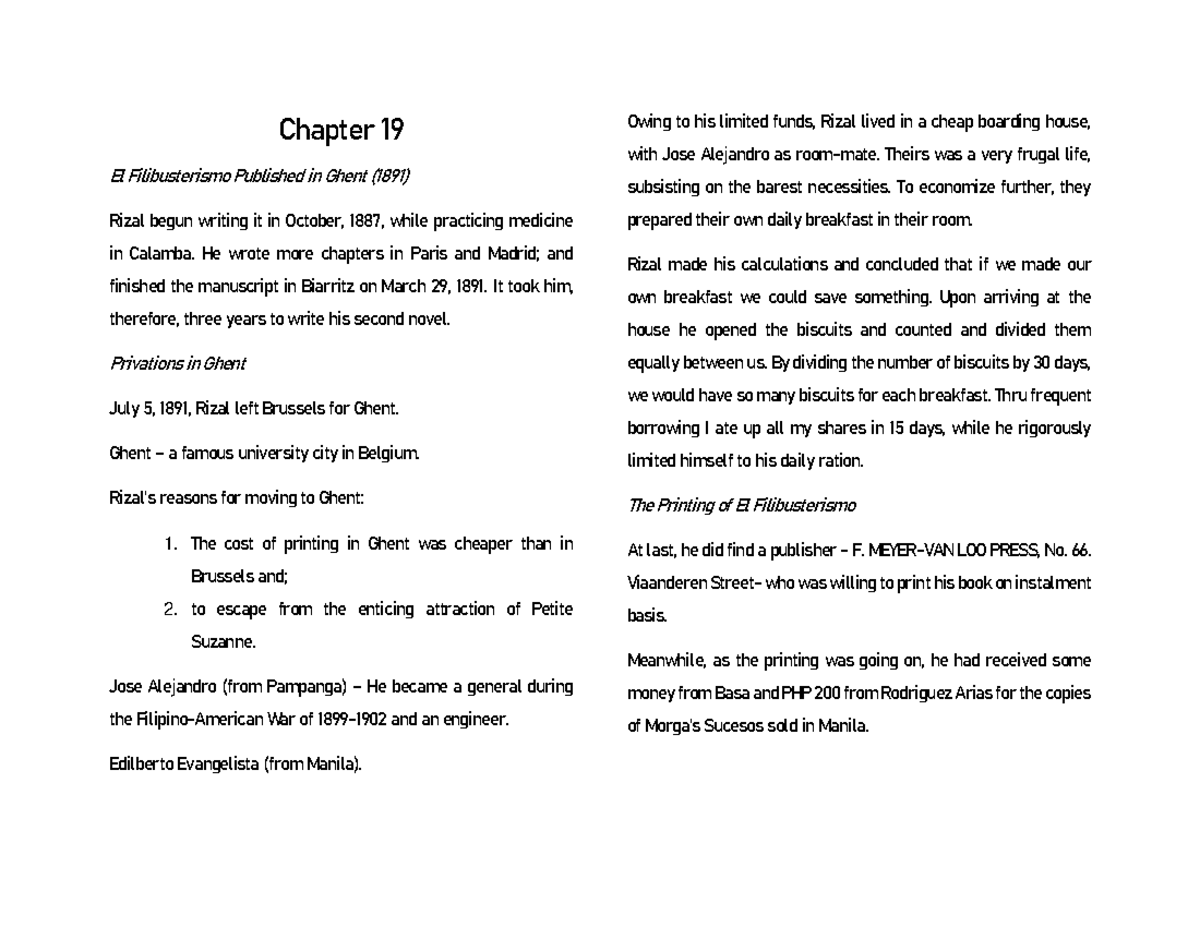 Chapters 19-22: Rizal's Journey through El Filibusterismo and Beyond ...