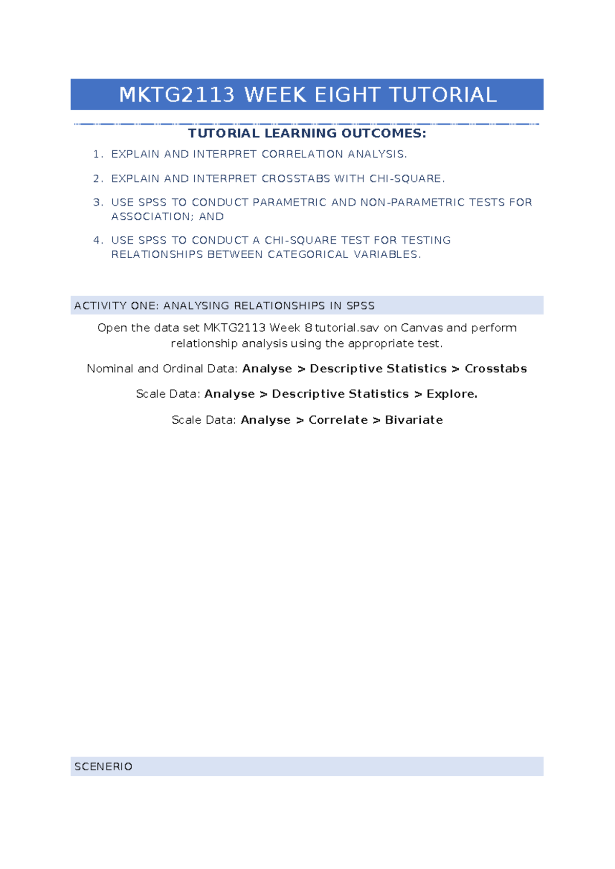 MKTG2113 Week 8 Tutorial: SPSS Analysis for Customer Insights - Studocu
