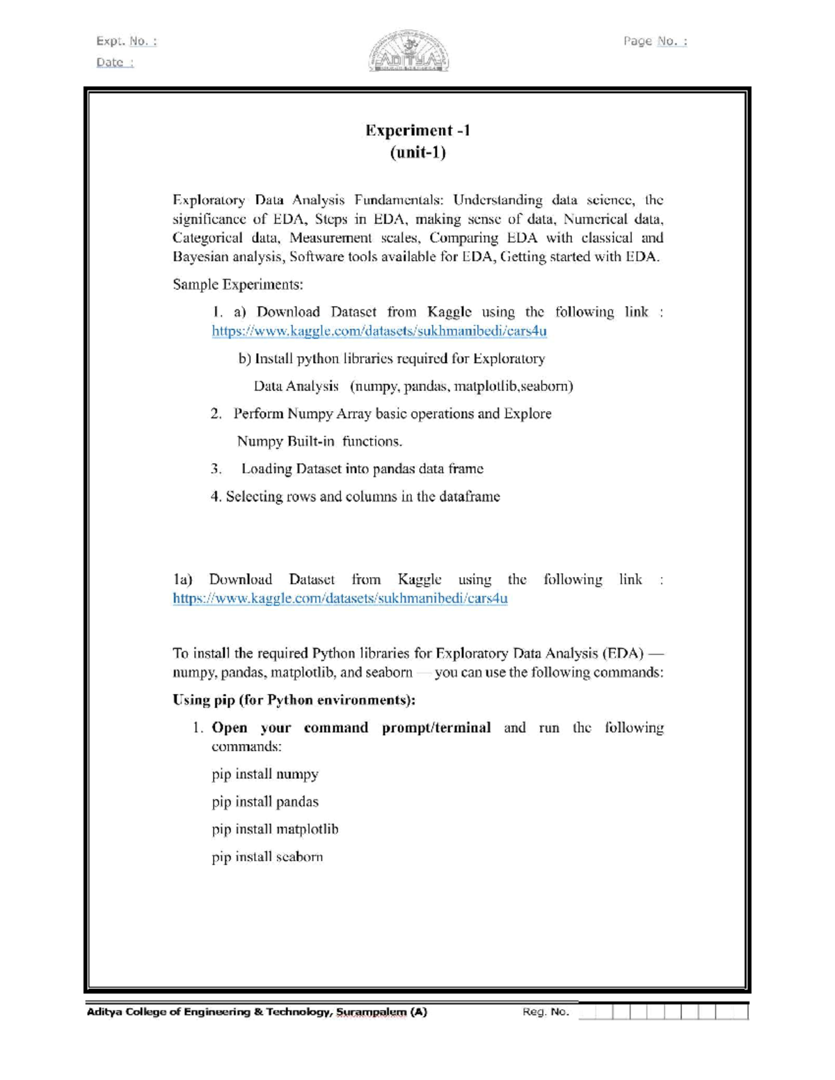 EDA-1: Case Study on Visual Aids for Exploratory Data Analysis - Studocu