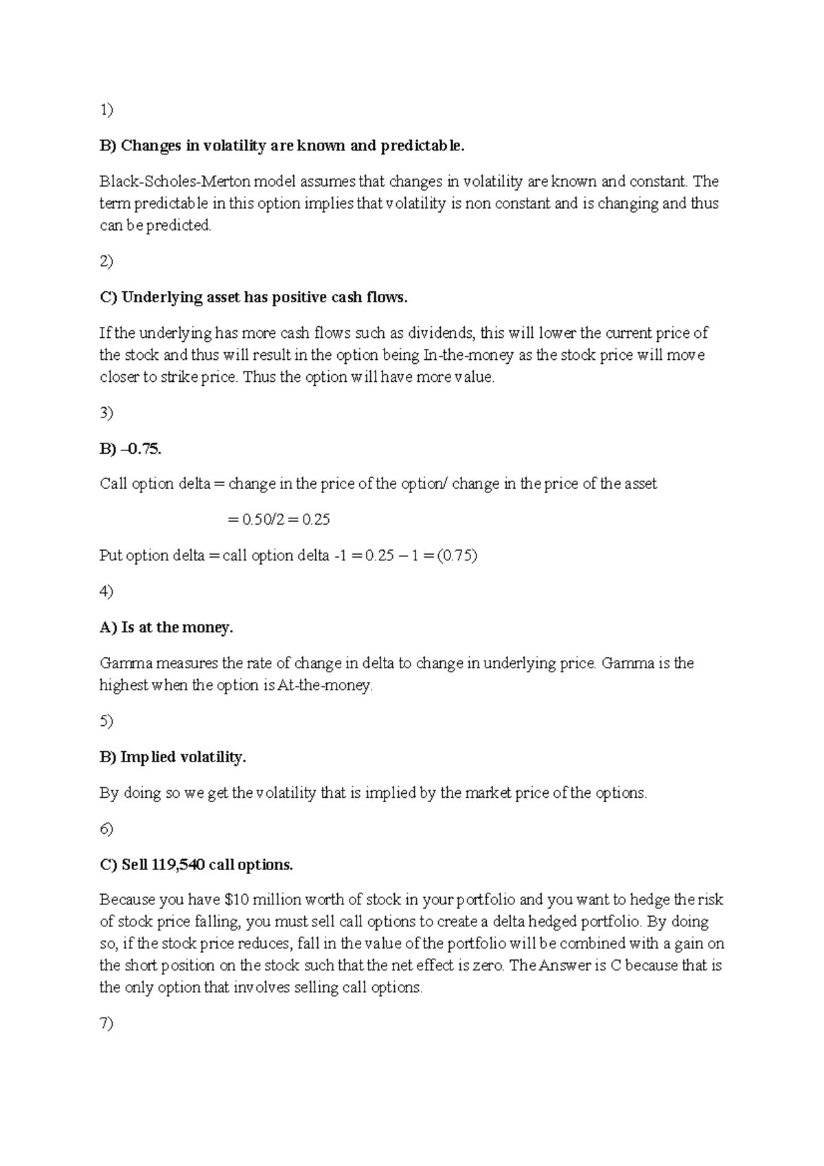 Practice Questions for Options and Derivatives part 2 - Easy to ...