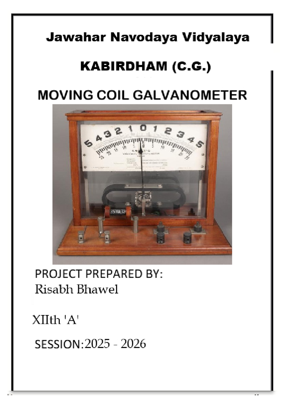Physics Project on Moving Coil Galvanometer - Class 12 (Session 2025 ...