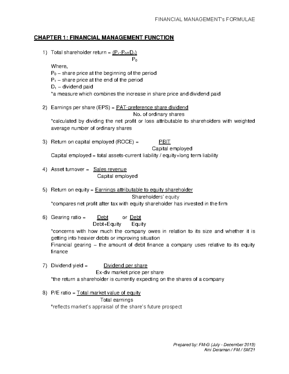 Financial Management ACCA Complete Formula & Concepts Notes - Studocu