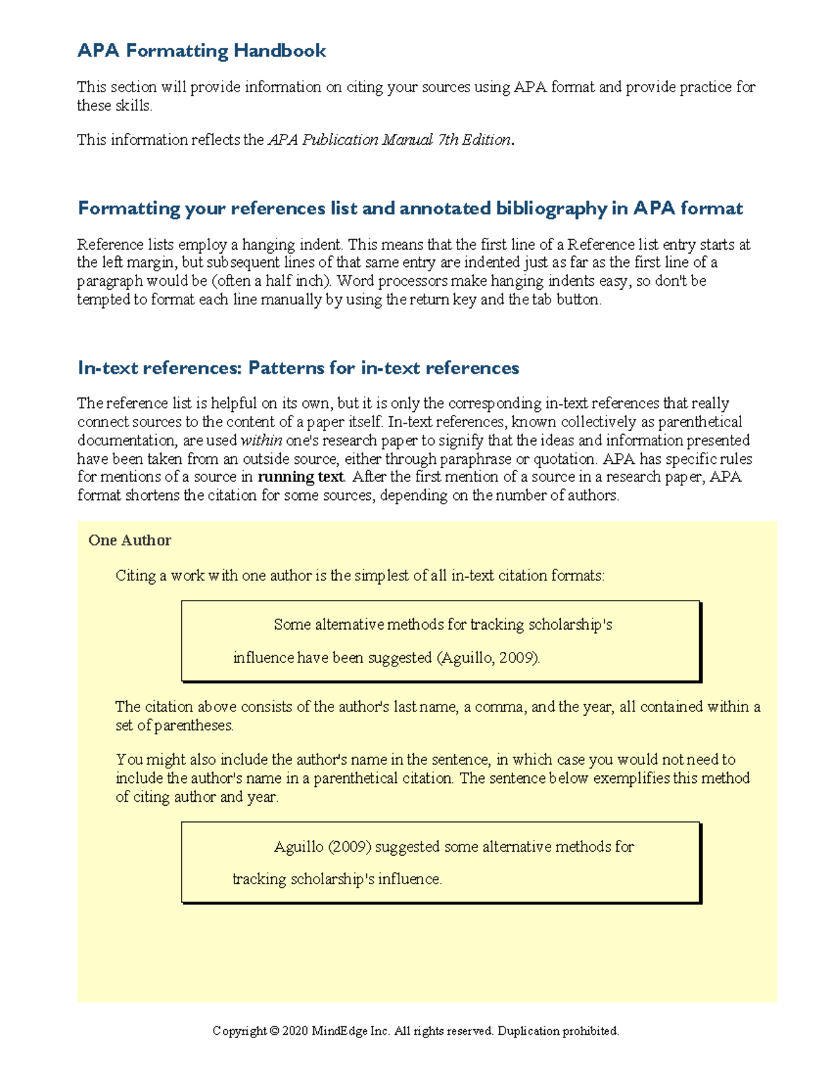SNHU ENG APA Formatting Handbook 7th Edition Guidelines - Studocu