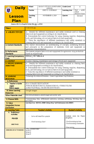 Detailed Lesson PLAN IN Cookery 9-Storing Sandwiches - DETAILED LESSON ...