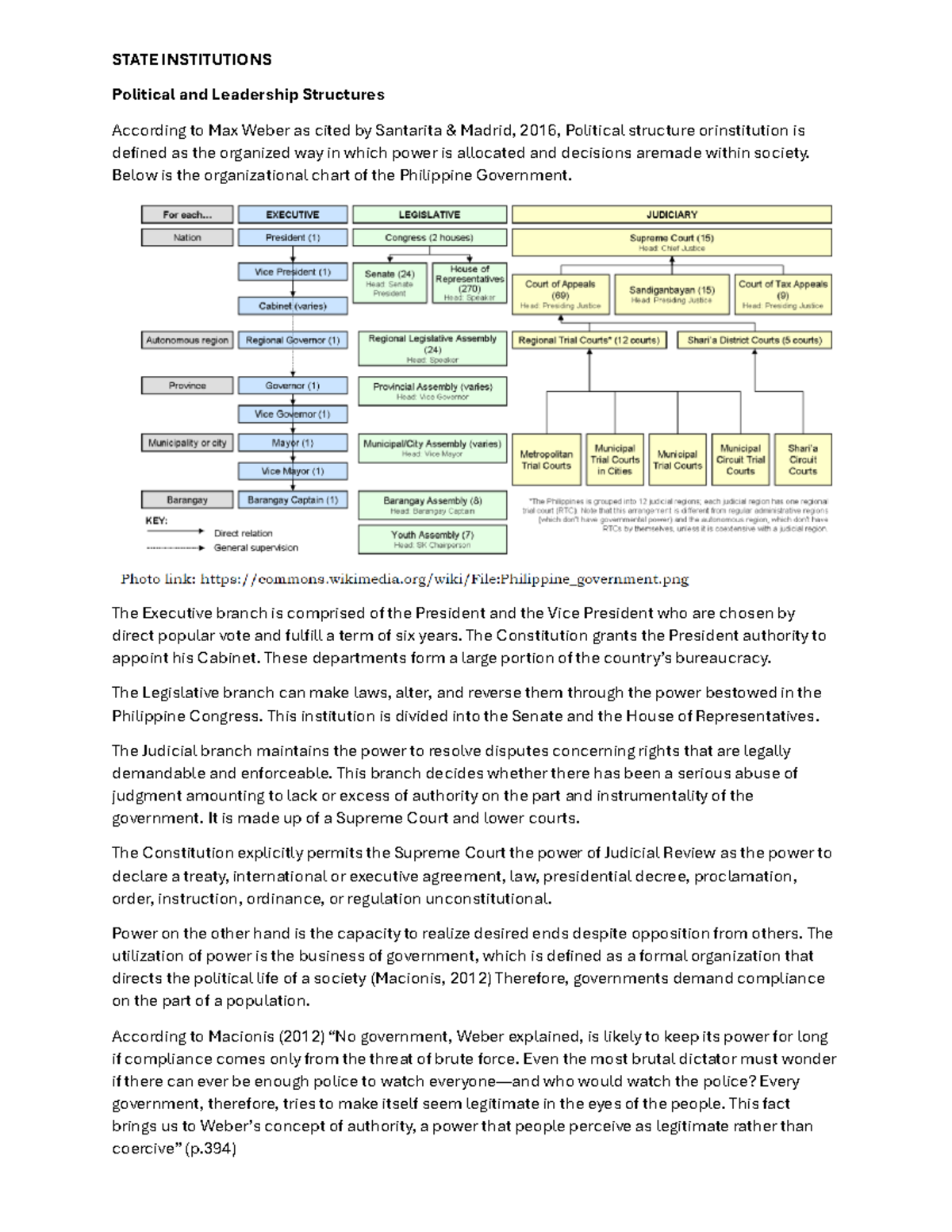 State Institutions: Political Structure and Leadership Analysis - Studocu