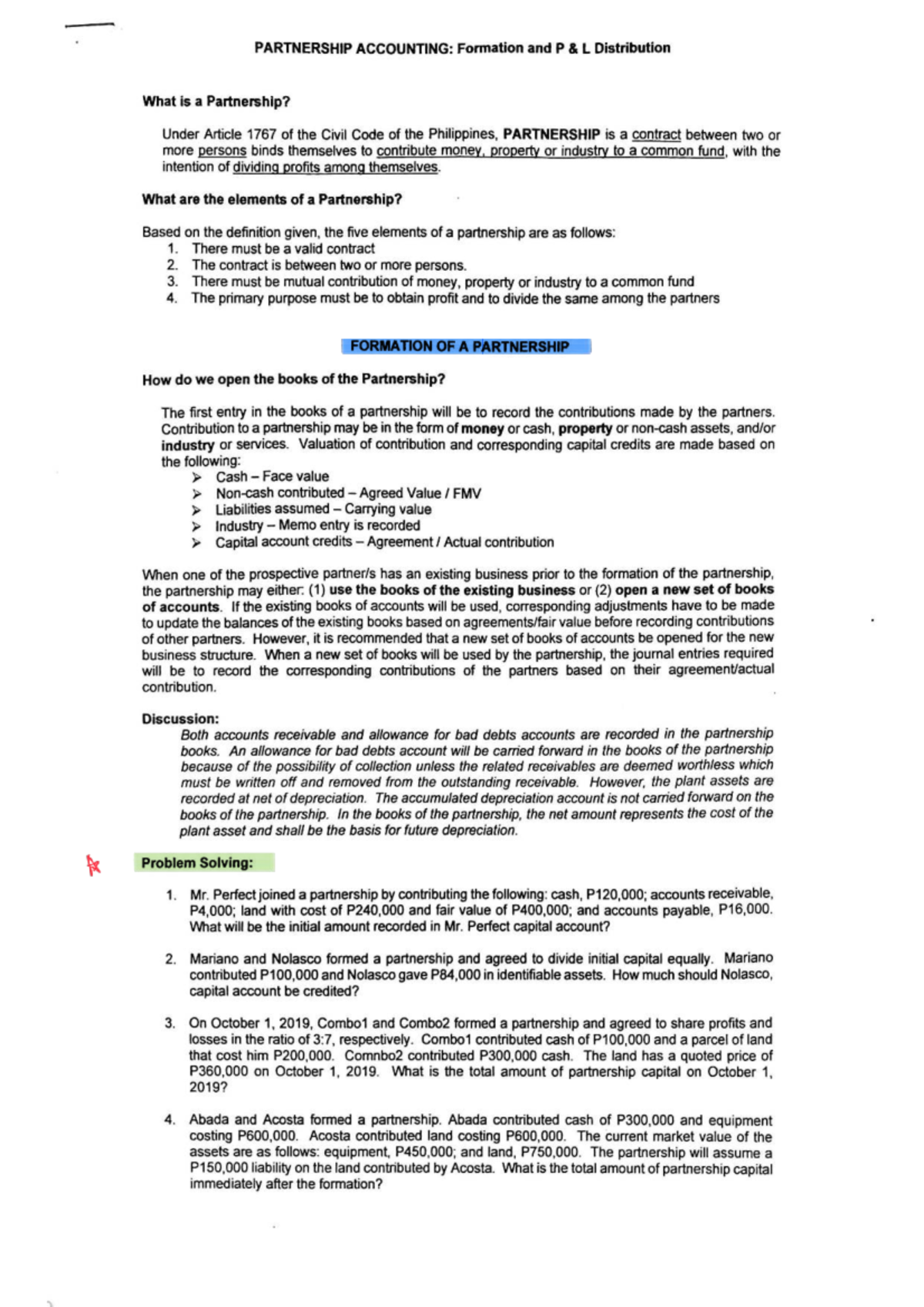 PARTNERSHIP ACCOUNTING (Course Code): Formation & Profit Distribution ...