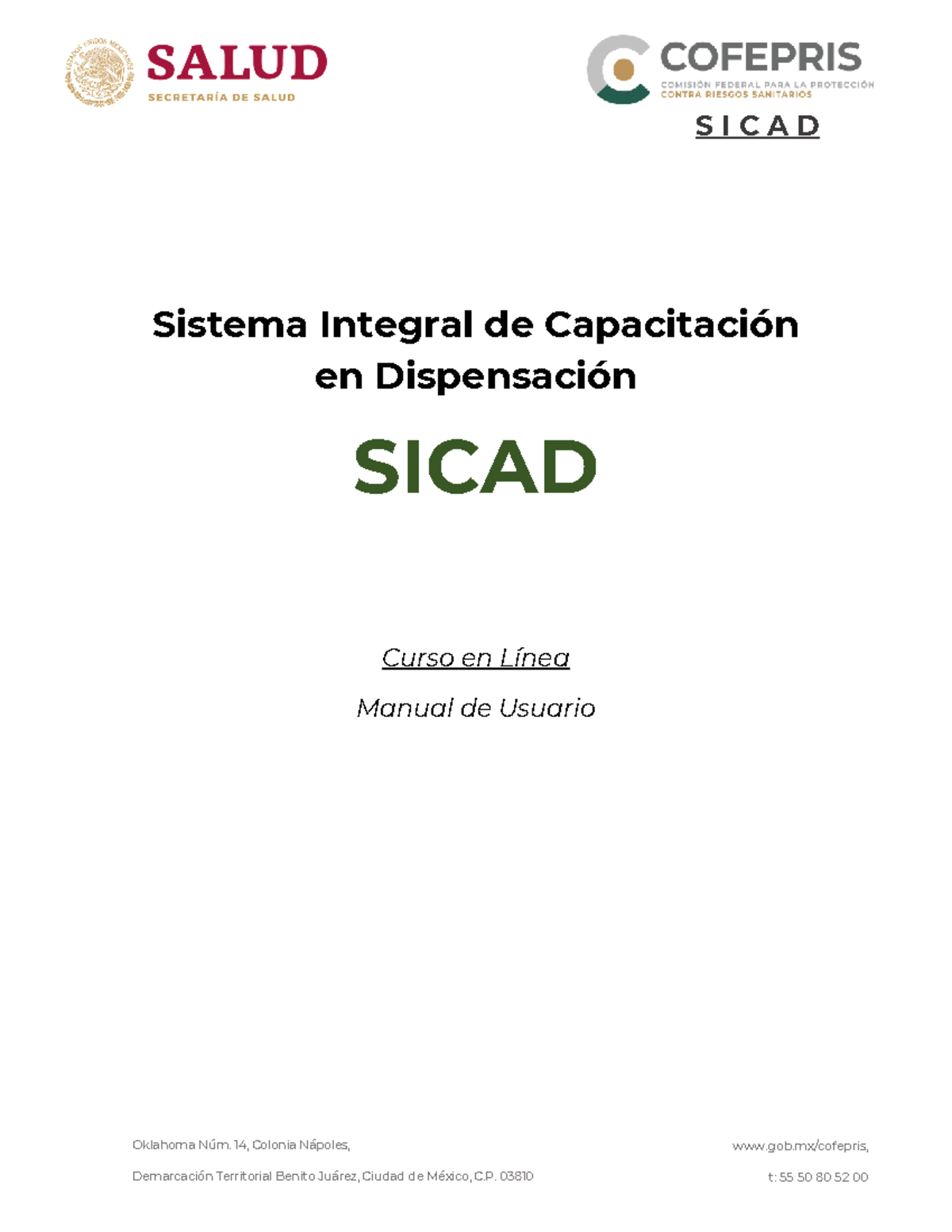 Manual de Usuario para la Plataforma SICAD - Curso en Línea - Studocu