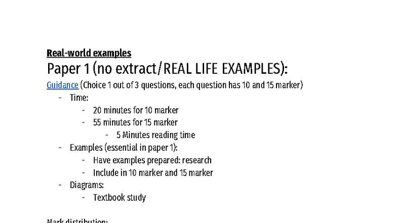 Economics Study Guide: Paper 1 & 2 Overview (LIFE EXAMPLES) - Studocu