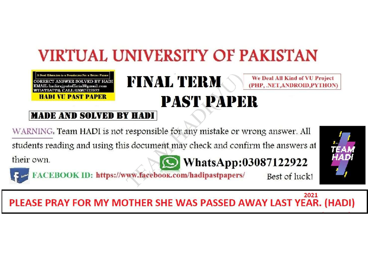 CS202 Final TERM FILE 1 Solved BY TEAM HADI (www - Fundamentals of Front End Development - Studocu