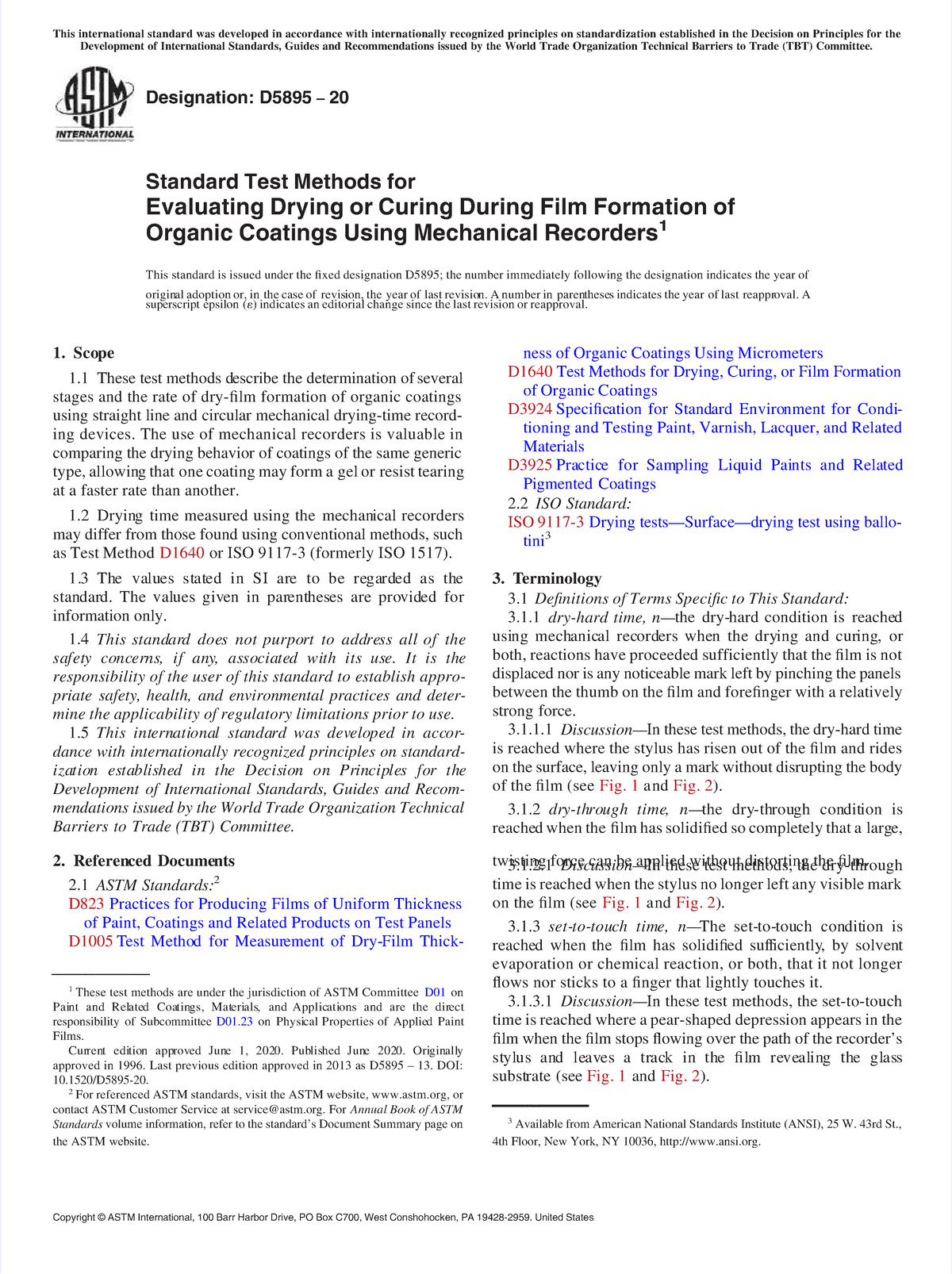 ASTM D5895-2020 Standard Methods for Evaluating Drying of Coatings ...