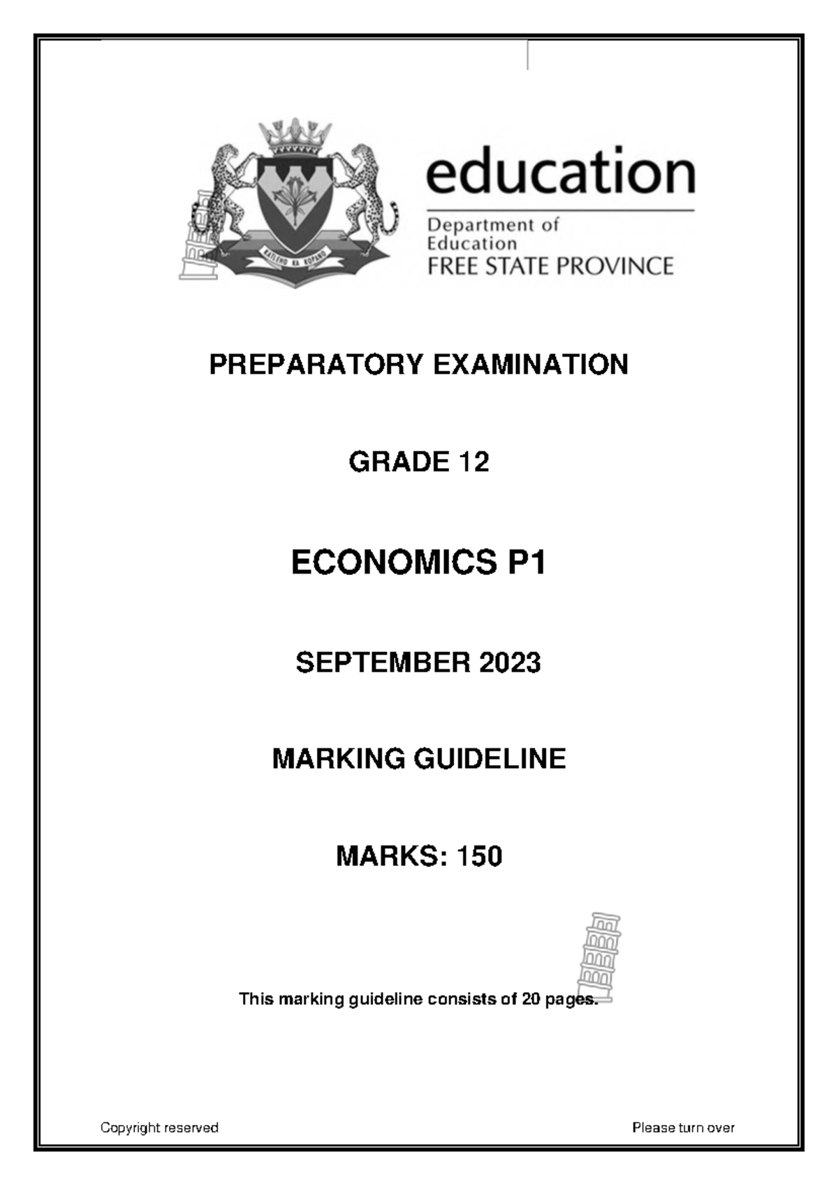 Economics 2023 Grade 12 Prep. Exam P1 Marking Guidelines - Studocu