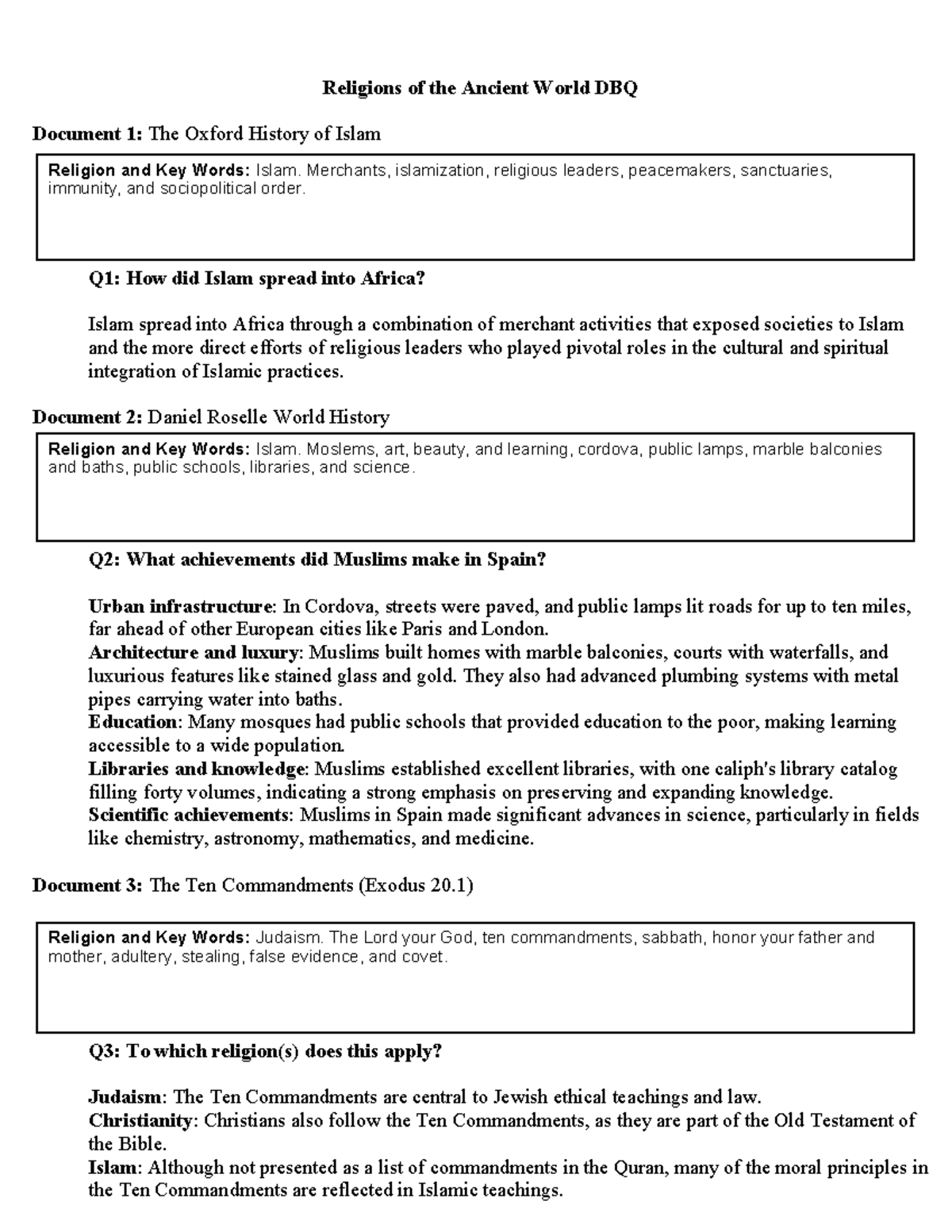 Religions+of+the+Ancient+World+DBQ+Q's - Religions of the Ancient World ...