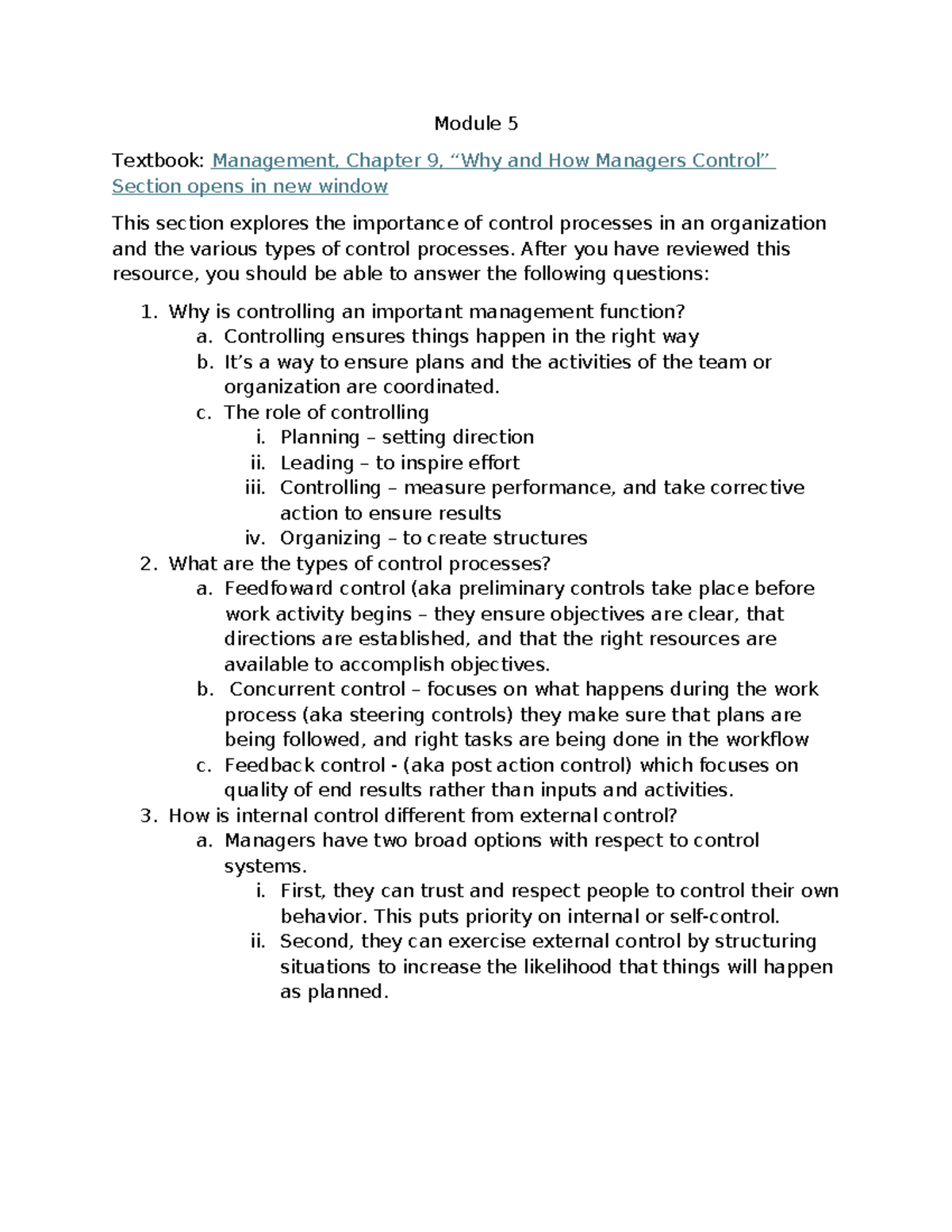 Module 5 - Management Control Processes and Financial KPIs Analysis ...