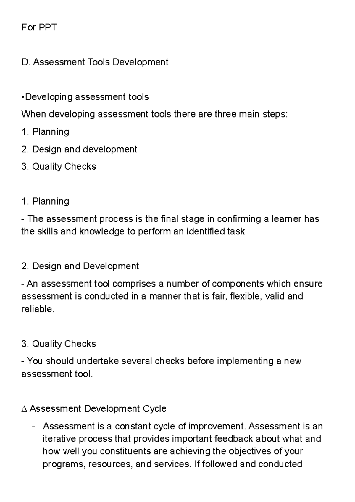 Assessment Tools Development: Key Steps and Considerations - Studocu