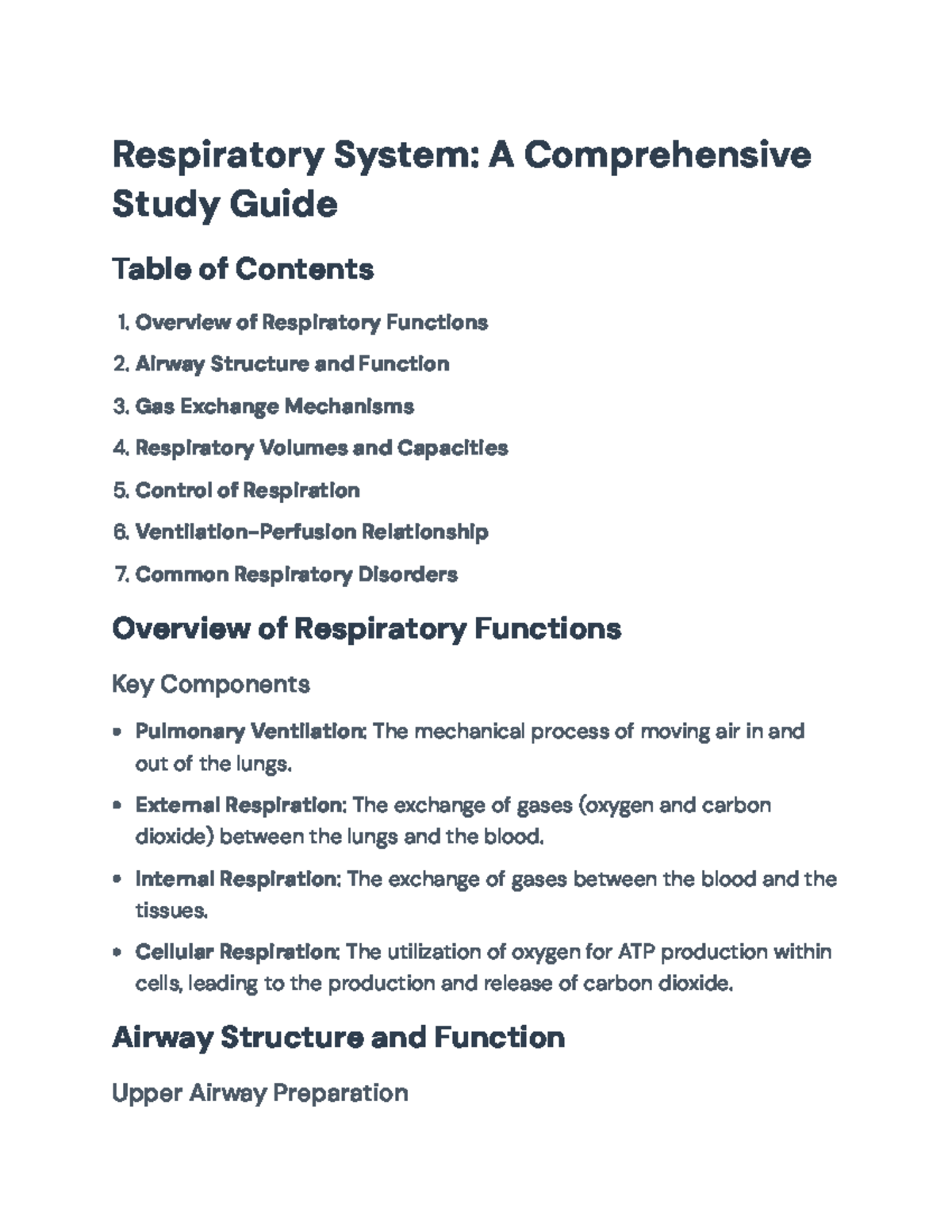 Respiratory System Study Guide: Overview, Functions, Disorders, and ...