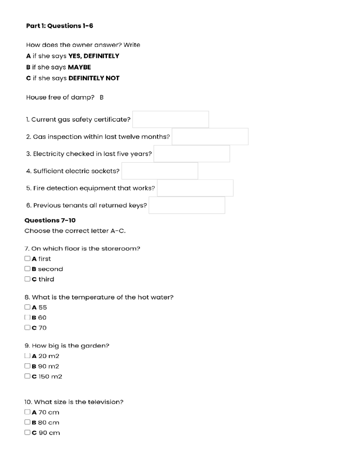 IELTS Listening Test: Part 1 Questions and Answers - Studocu