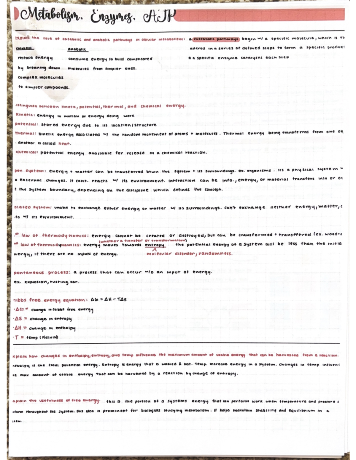 AP Biology Unit 4 Metabolism, ATP, Enzymes - cM beliyo. gy, oAtJ B piad ...