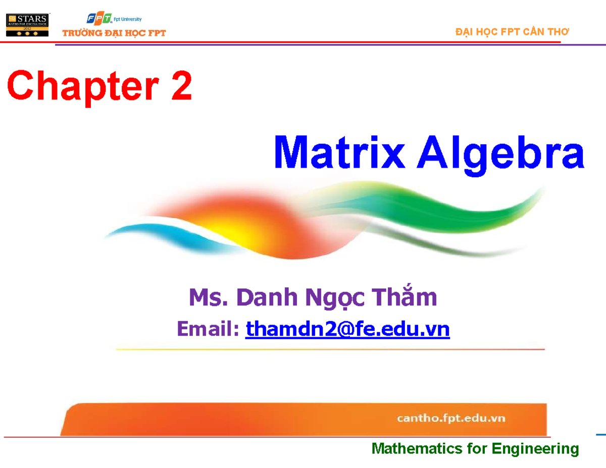 08-MAE101-ALG-Chapter 2 Matrix Algebra Notes and Concepts - Studocu