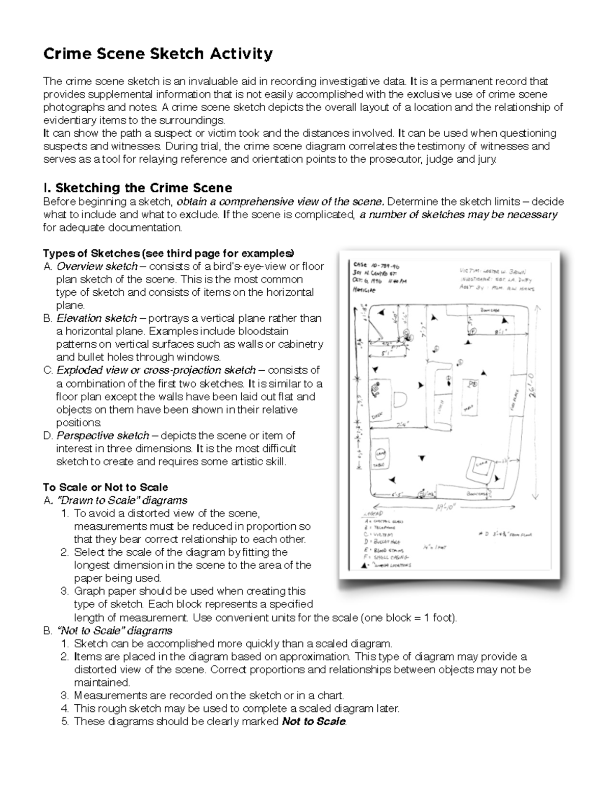 Crimescenesketch - Material - Crime Scene Sketch Activity The crime ...