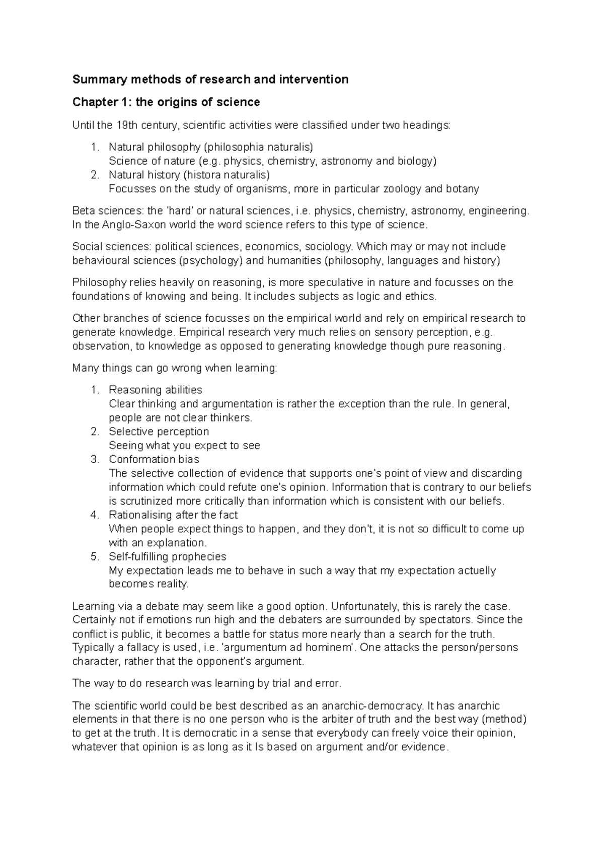 Research Methods & Interventions: Summary & Analysis (Course Code: RMI 101) - Studeersnel