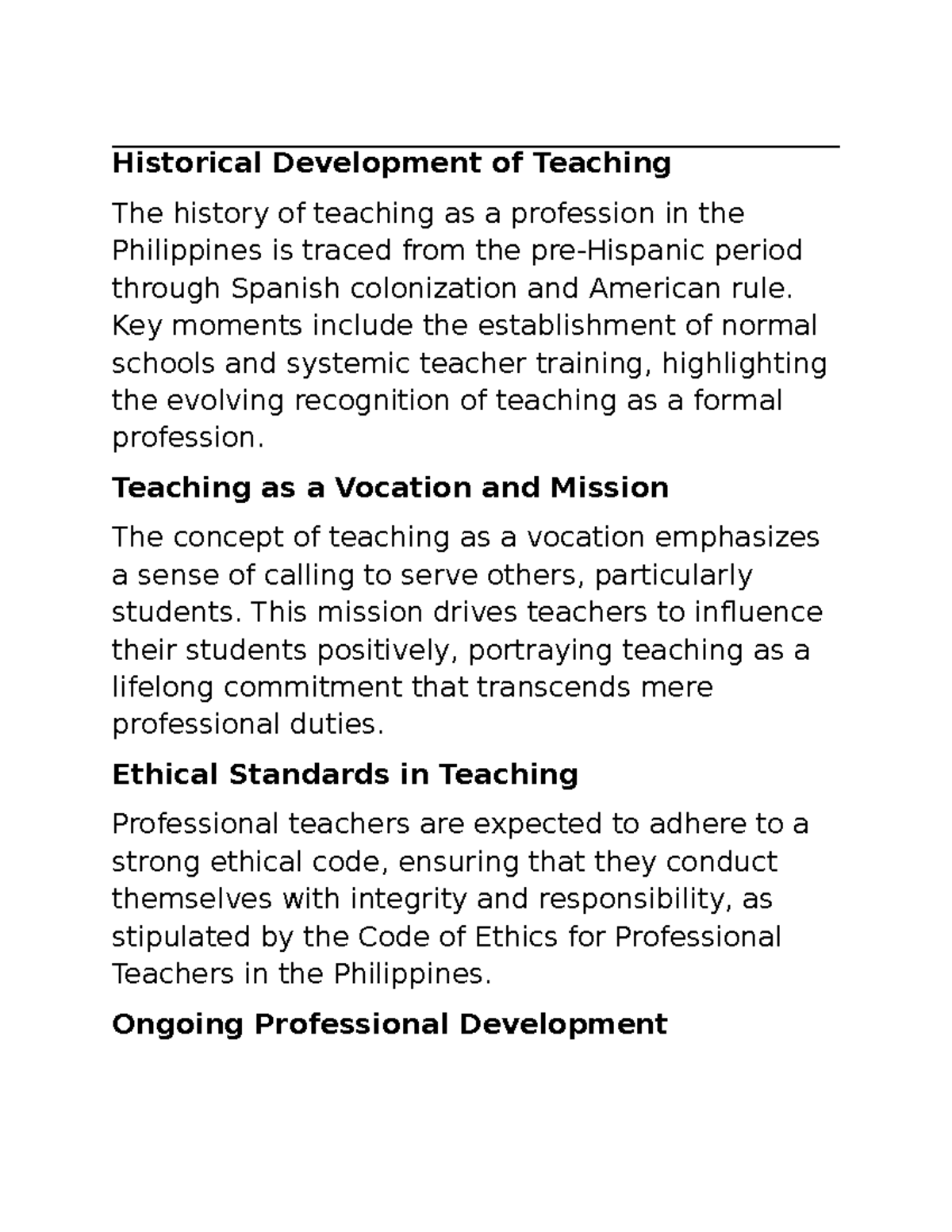 The Teaching Profession: Historical Development and Modern Philosophies ...