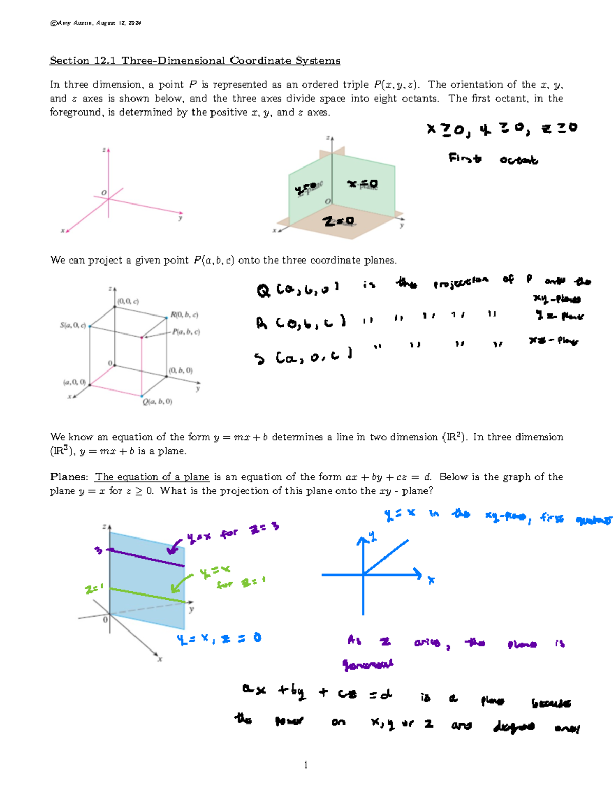 Math251 Fall2024 section 12 1 - Section 12 Three-Dimensional Coordinate ...