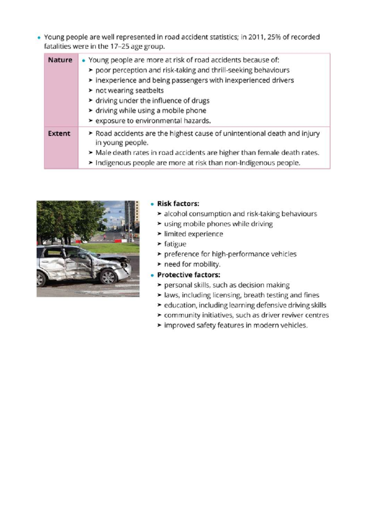 CQ2 Road Safety text book notes - Young people are well represented in ...