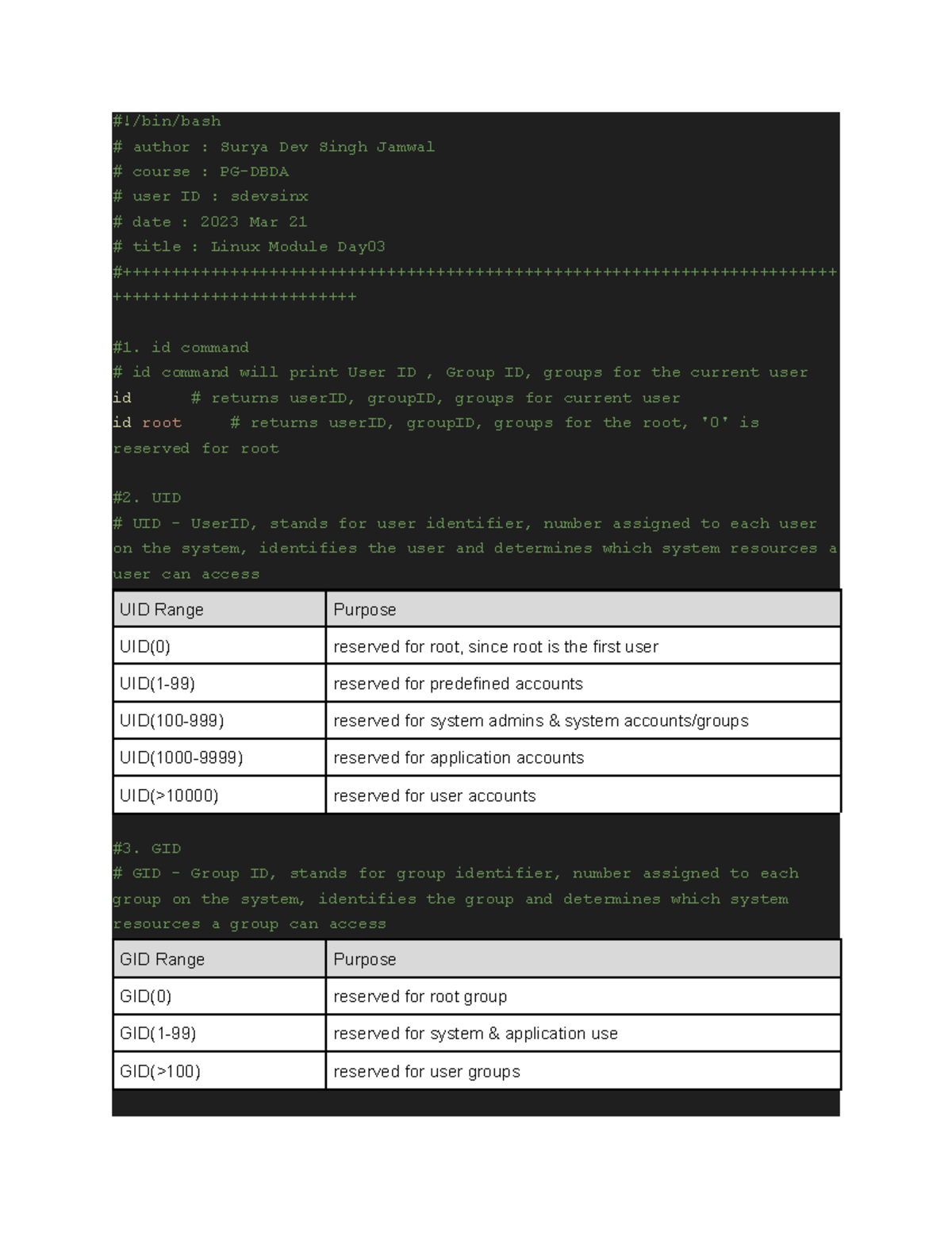 03.01 Day03 - Linux Module: Understanding the id Command and Permissions - Studocu