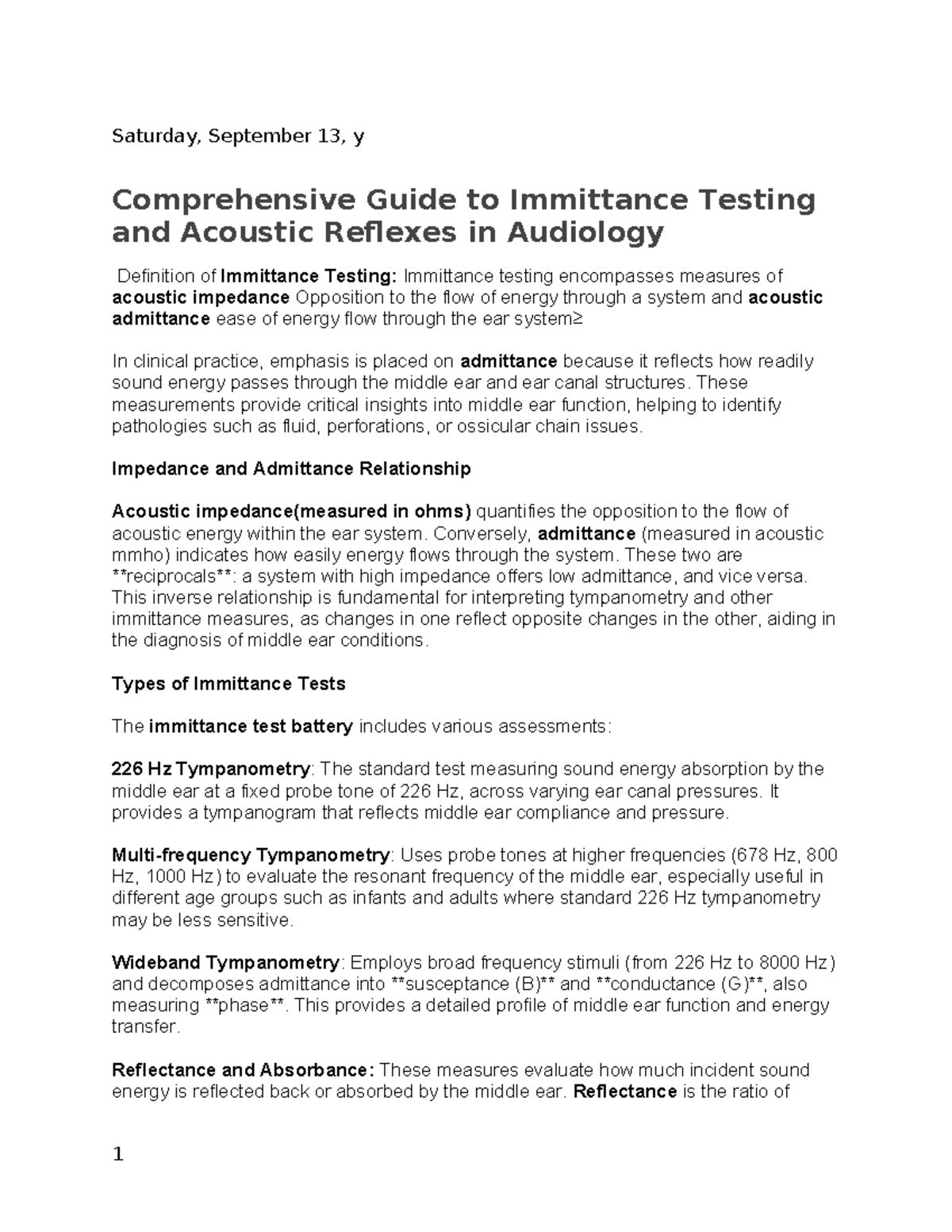 Comprehensive Guide to Immittance Testing & Acoustic Reflexes in ...
