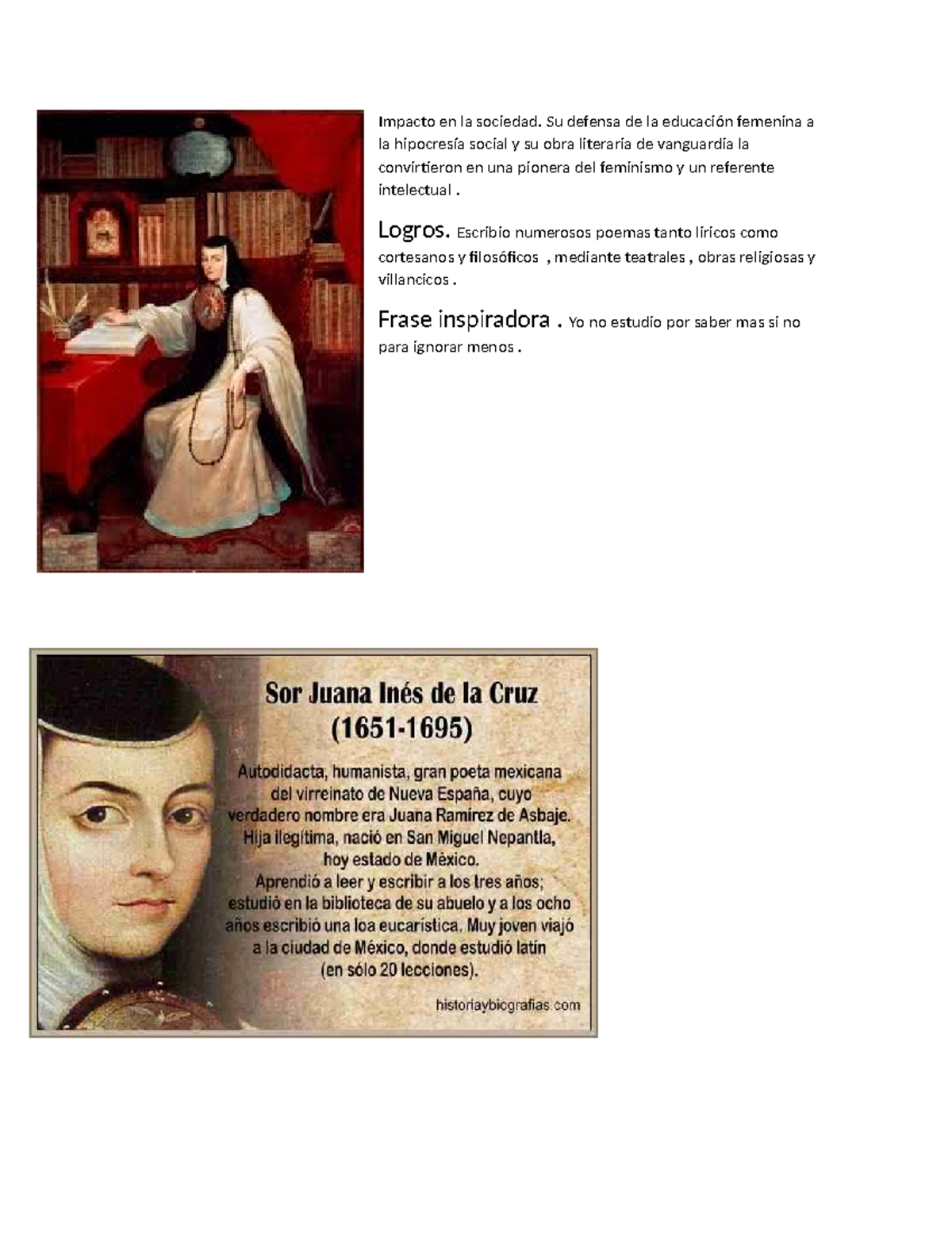Sor juana ines de la cruz - Lectura y redacción - Impacto en la ...