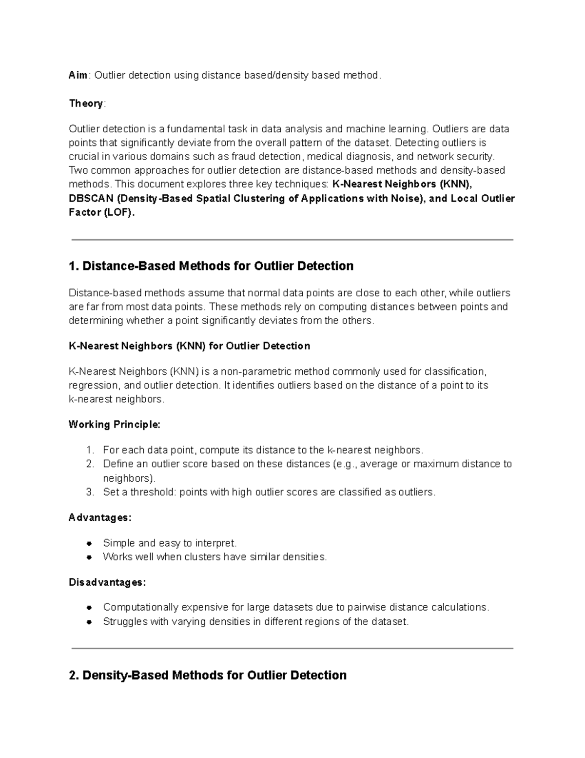 ADS 6: Outlier Detection Techniques Using Distance-Based Methods - Studocu